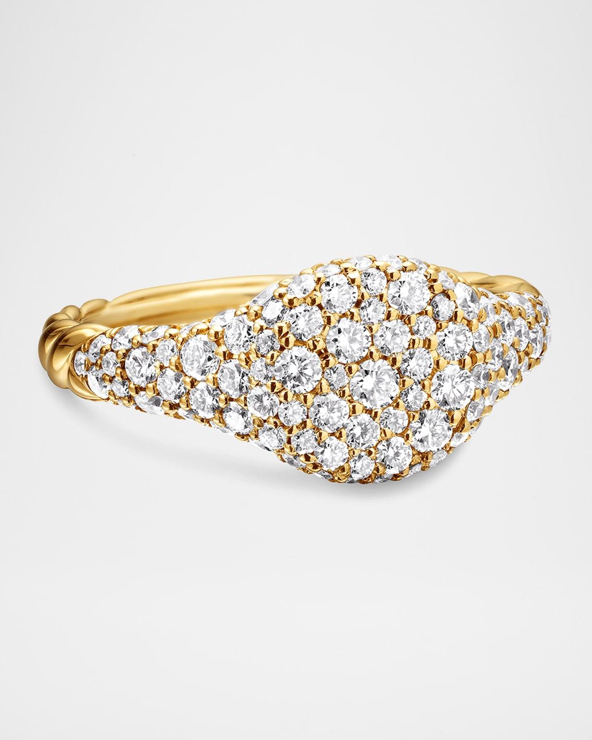 David Yurman Sculpted Cable Pinky Ring With Diamonds in White | Lyst