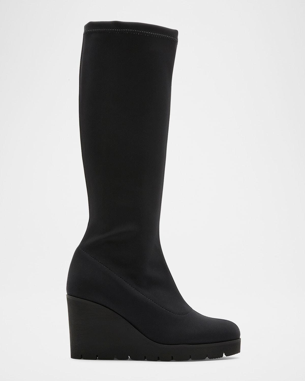 La Canadienne Getup Stretch Wedge Knee Boots in Black | Lyst