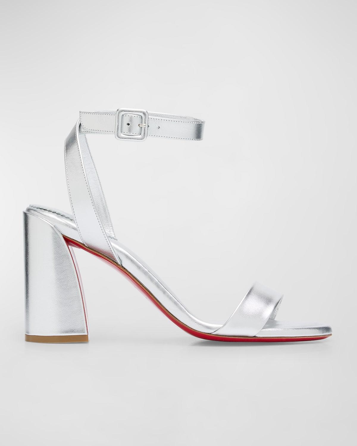 Christian Louboutin Miss Sabina Metallic Sole Sandals in White | Lyst