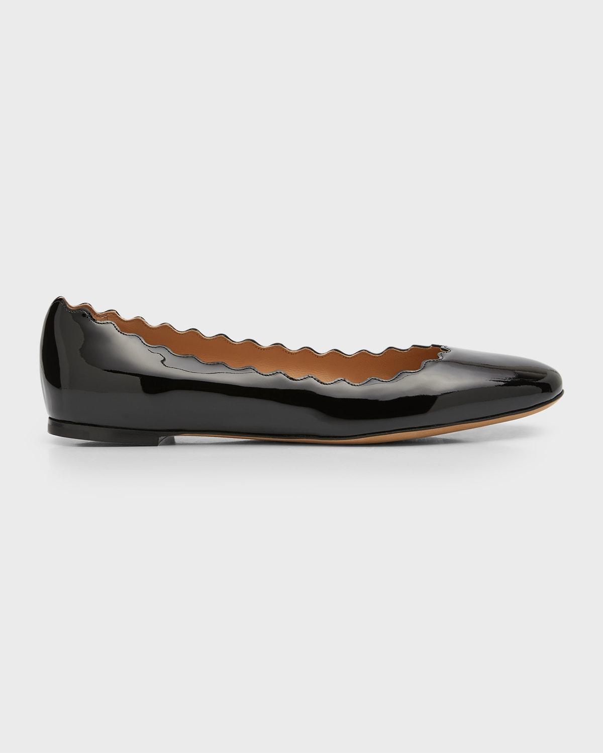 Chloé Lauren Patent Leather Scalloped Ballet Flats in Black | Lyst Chloé Lauren Patent Leather Scalloped Ballet Flats in Black | Lyst