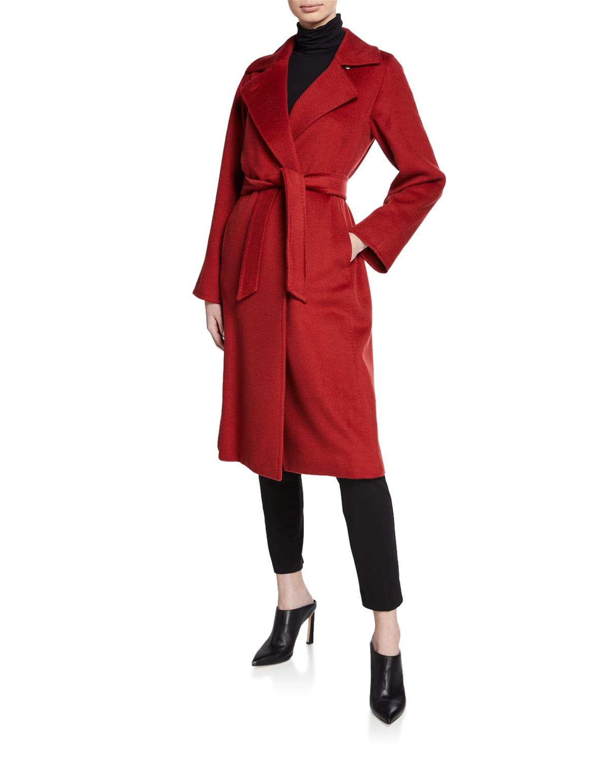 Max Mara Manuela Camel Hair Belted Wrap Coat in Red | Lyst Max Mara Manuela Camel Hair Belted Wrap Coat in Red | Lyst