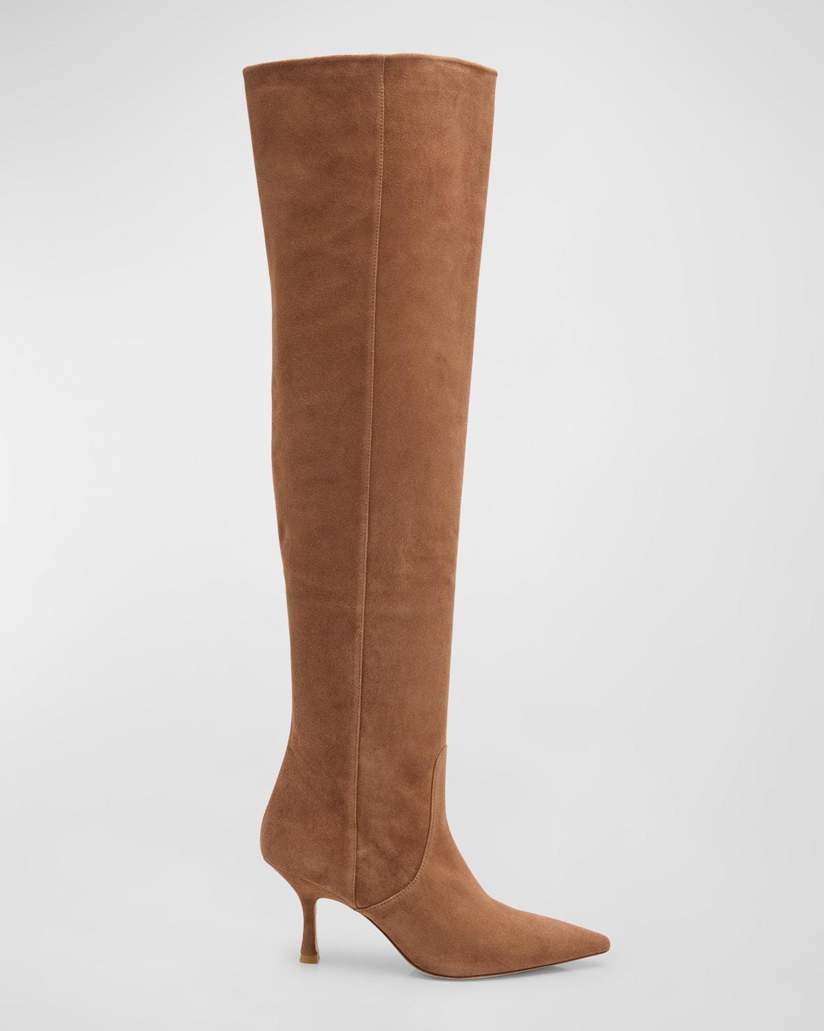 Stuart Weitzman Naomi Suede Stiletto Over-The-Knee Boots in Brown | Lyst