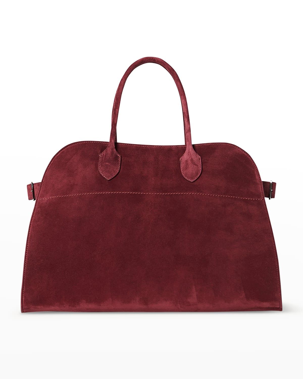 The Row Margaux 15 Top-handle Bag In Suede in Red | Lyst
