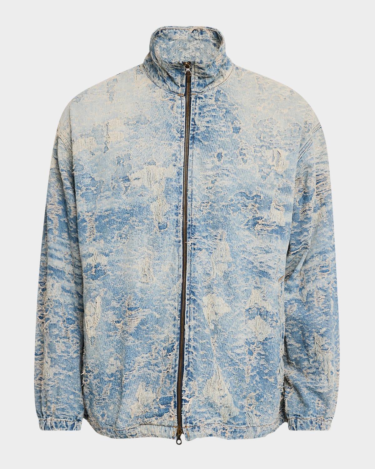 DIESEL Destroyed Jacket in Blue for Men | Lyst