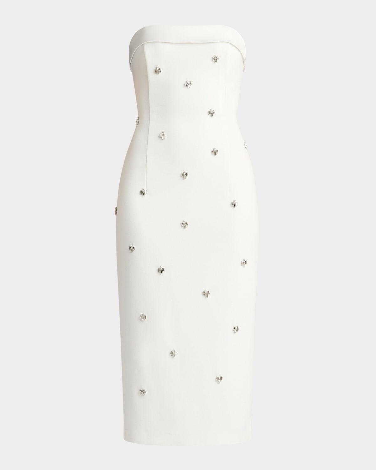Zac Posen Crystal-Embellished Tuxedo Midi Dress in White | Lyst