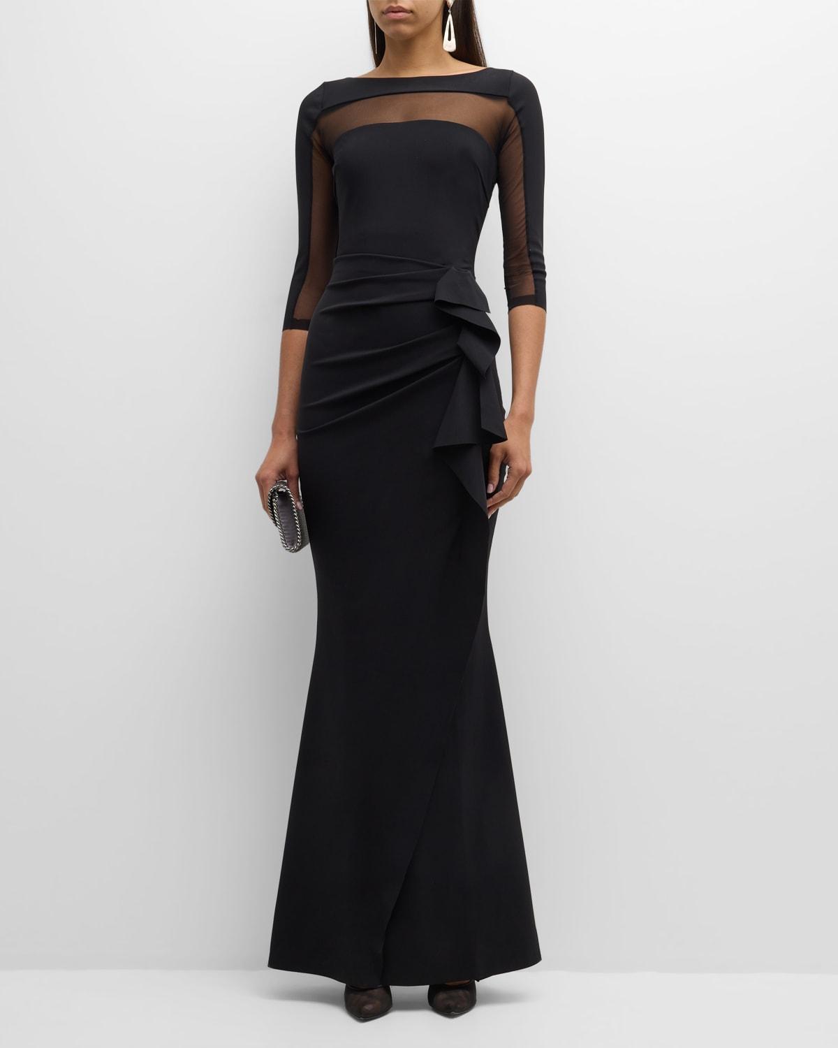 La Petite Robe Di Chiara Boni Draped Illusion Mermaid Gown in Black | Lyst