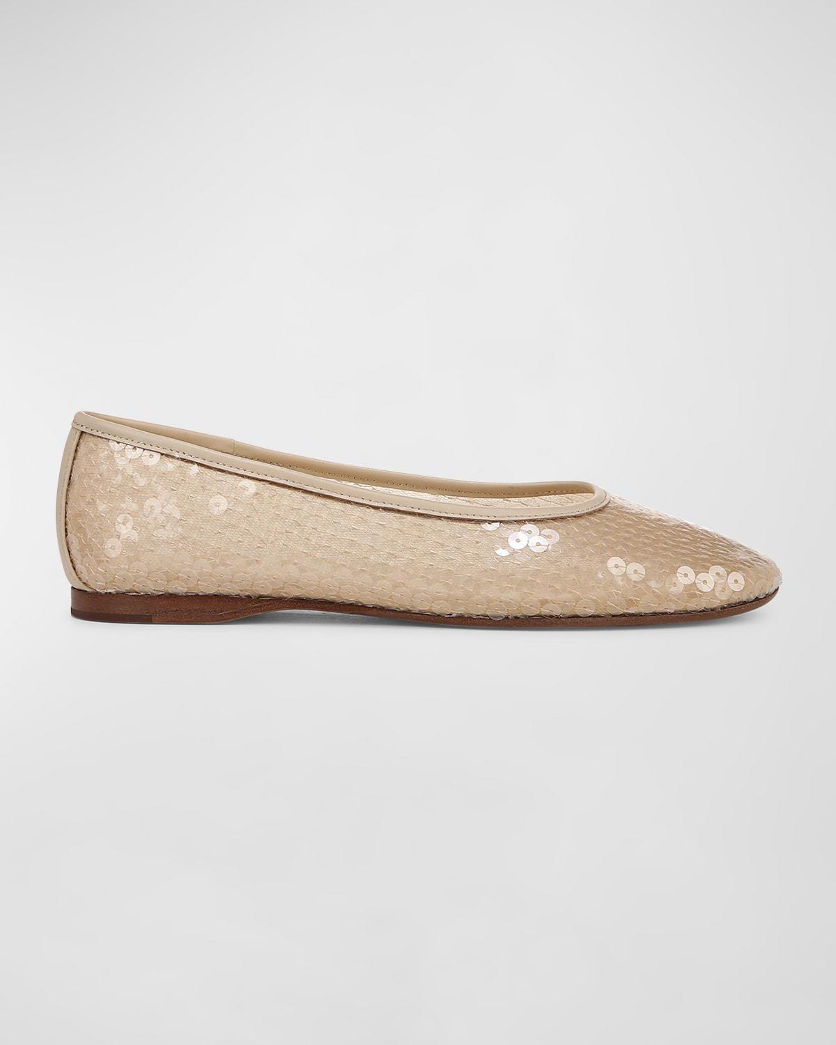 Vince Leah Sequin Ballerina Flats in Natural | Lyst