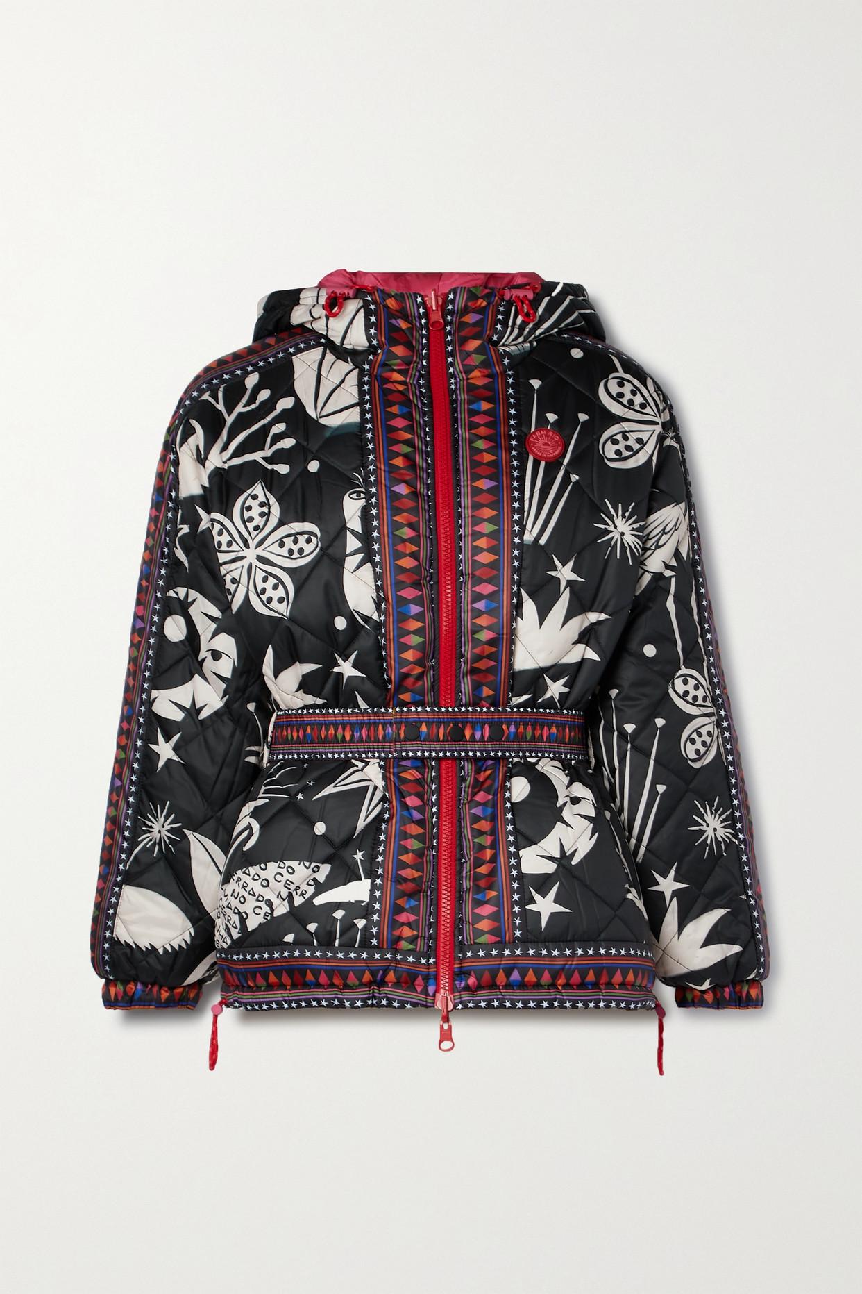 FARM Rio Reversible Hooded Quilted Printed Shell Jacket in Black | Lyst