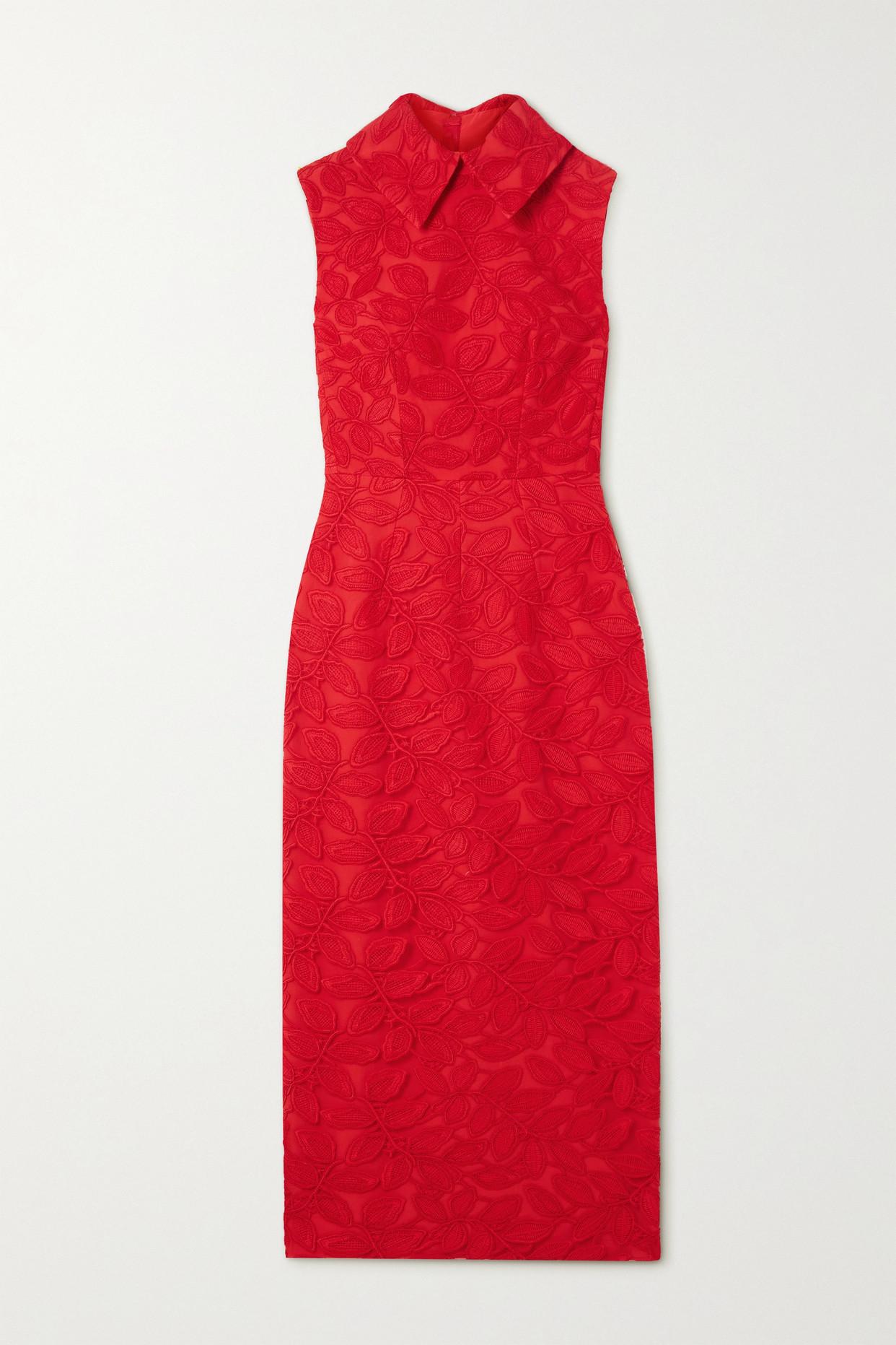 Emilia Wickstead Mason Corded-lace Maxi Dress in Red | Lyst