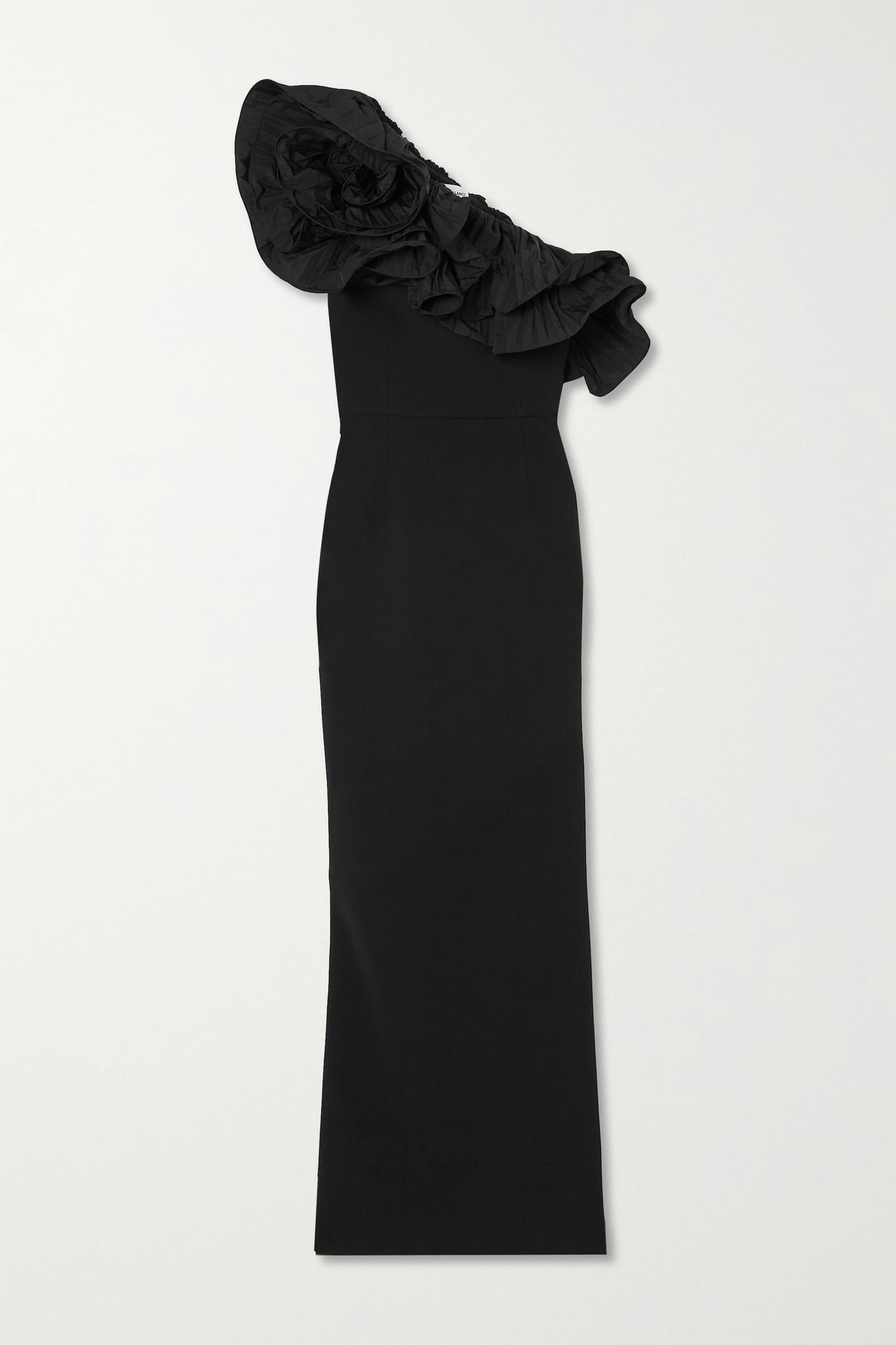 Rebecca Vallance Chloe One-shoulder Taffeta-trimmed Stretch-crepe Gown in Black | Lyst