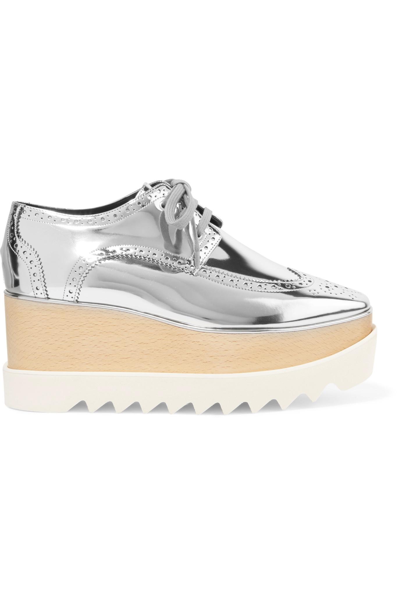 Lyst - Stella Mccartney Metallic Faux Leather Platform Brogues in Metallic