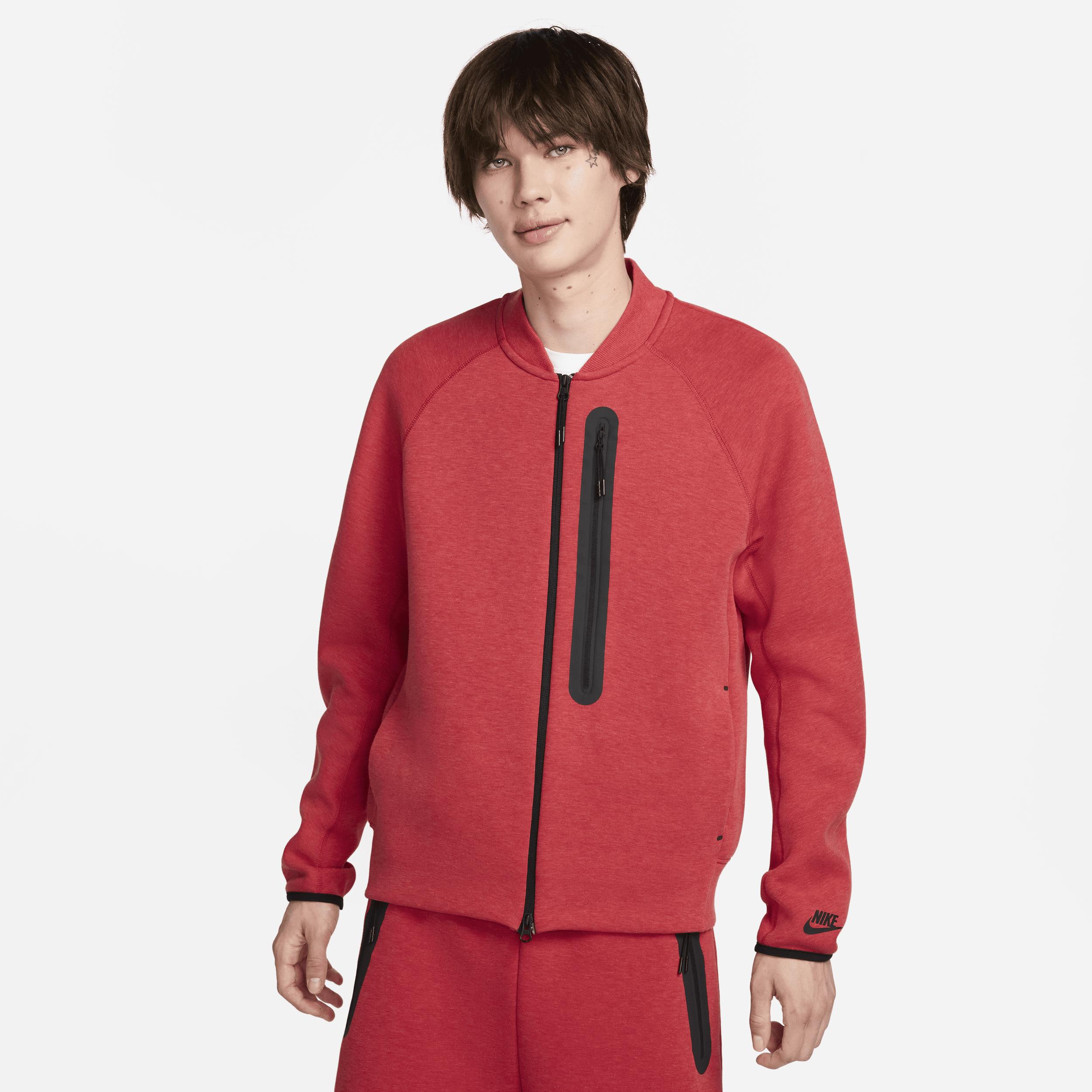 Nike Sportswear Tech Fleece Bomber Jacket in Red for Men | Lyst
