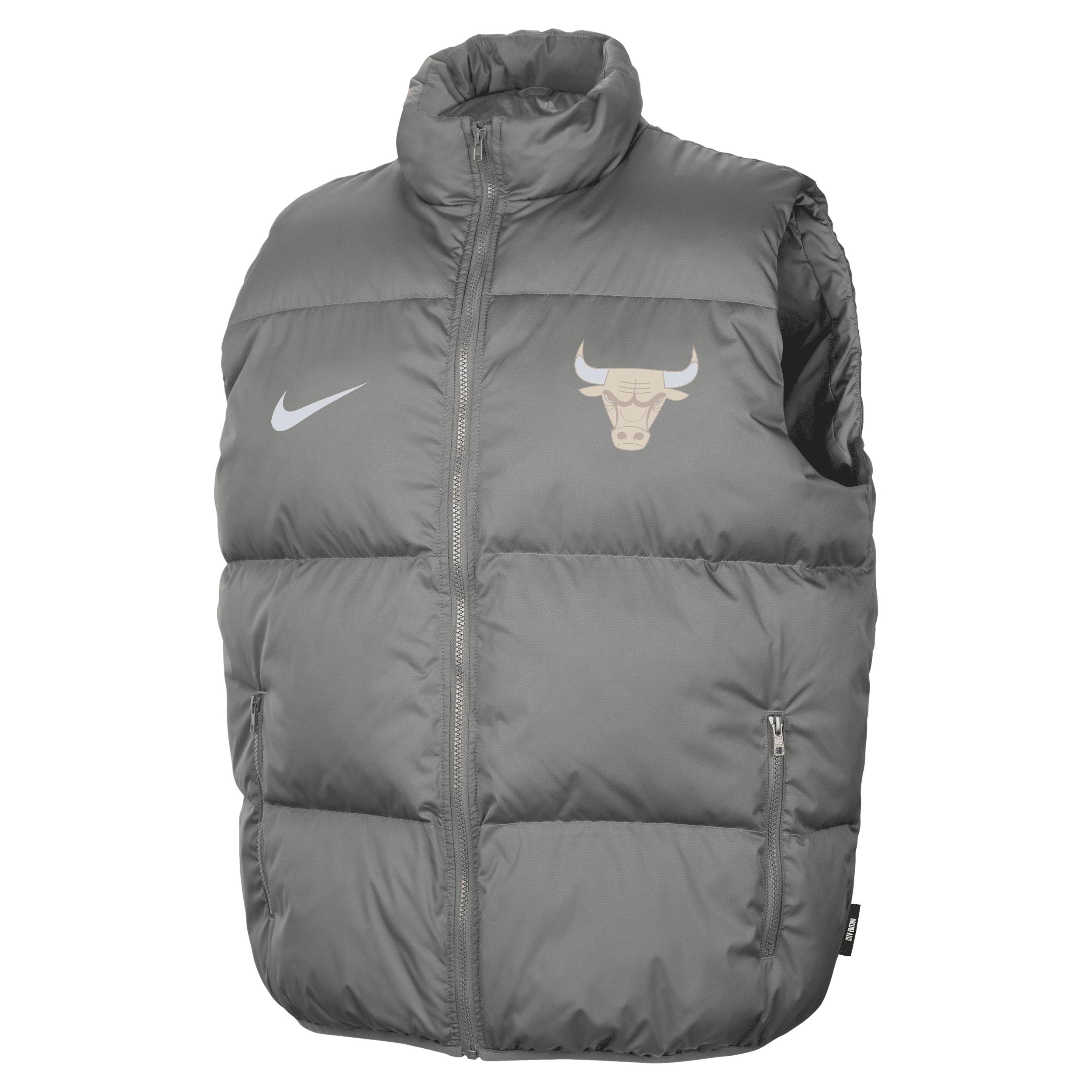 Nike Chicago Bulls City Edition Nba Puffer Vest in Gray for Men | Lyst