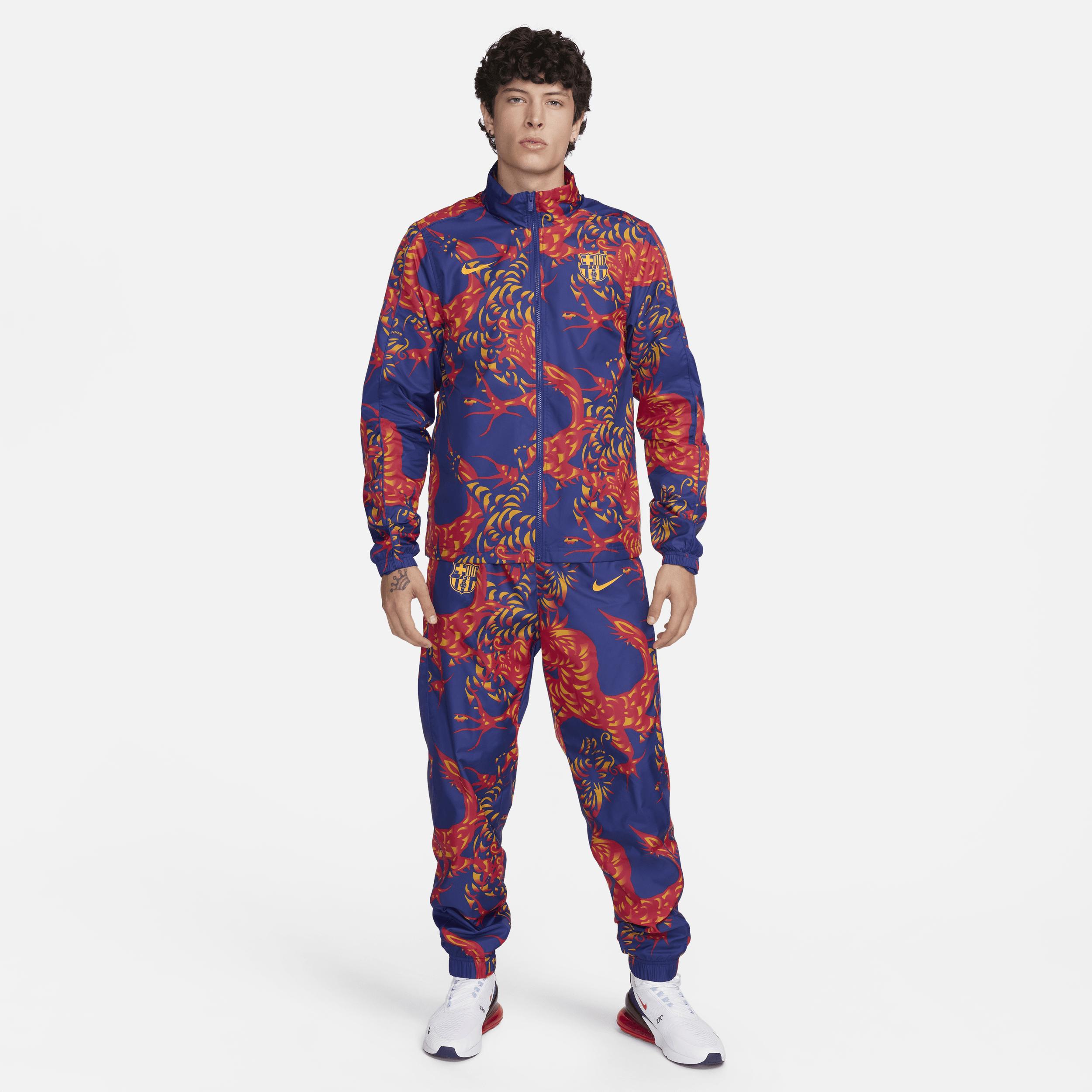 Nike F.c. Barcelona Football Woven Tracksuit in Blue for Men | Lyst