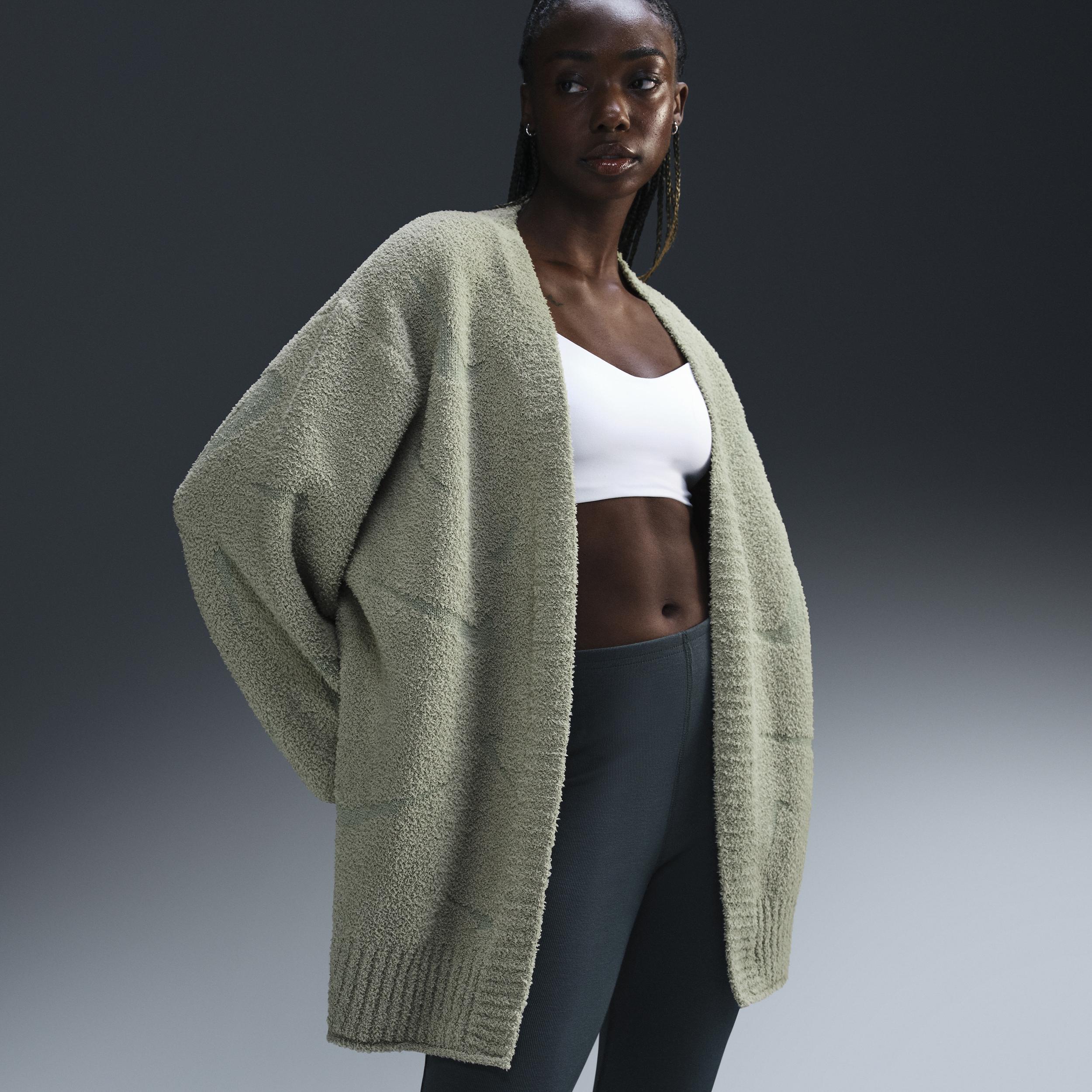 Nike Sportswear Phoenix Cozy Bouclé Oversized Knit Cardigan in Green | Lyst