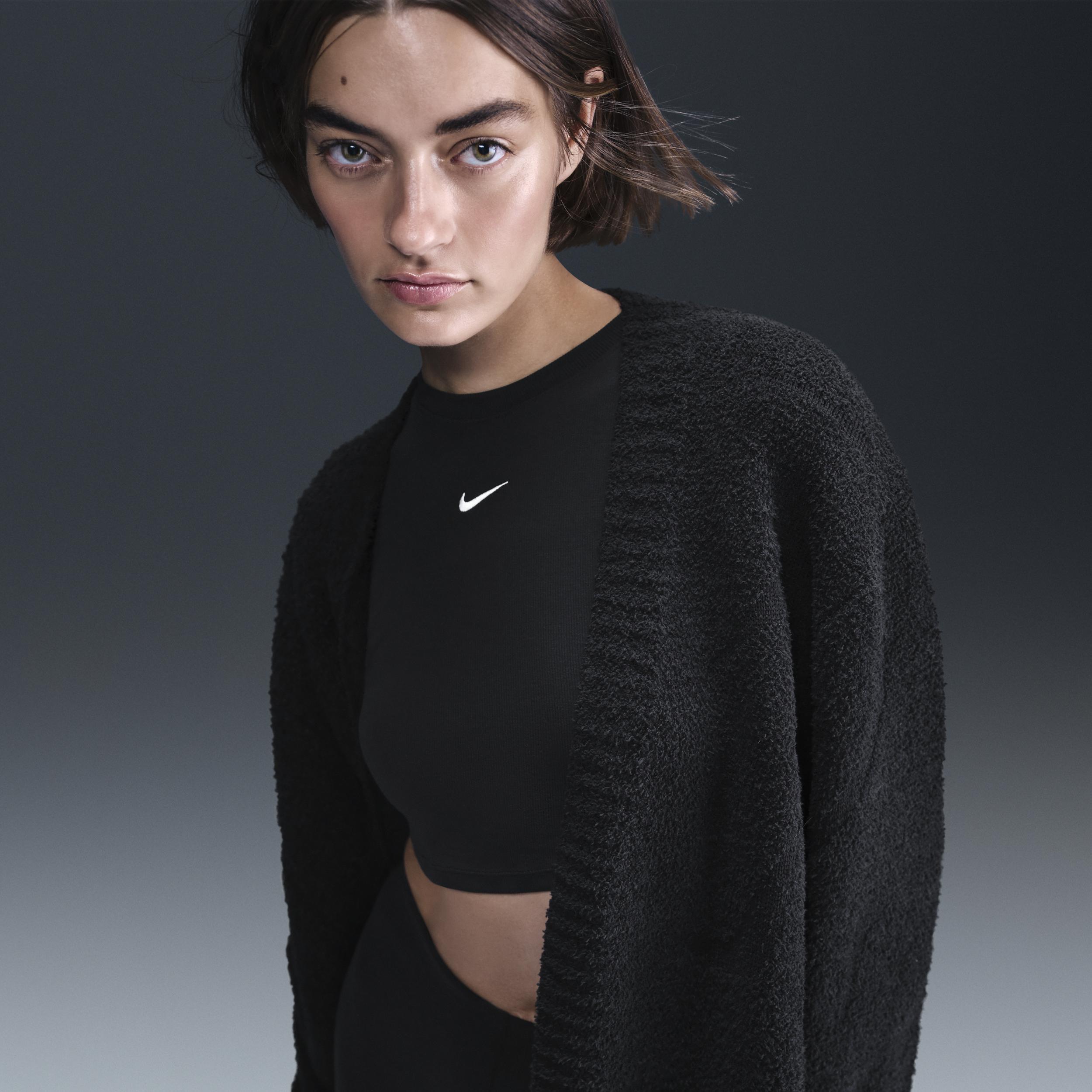 Nike Sportswear Phoenix Cozy Bouclé Oversized Knit Cardigan in Black | Lyst