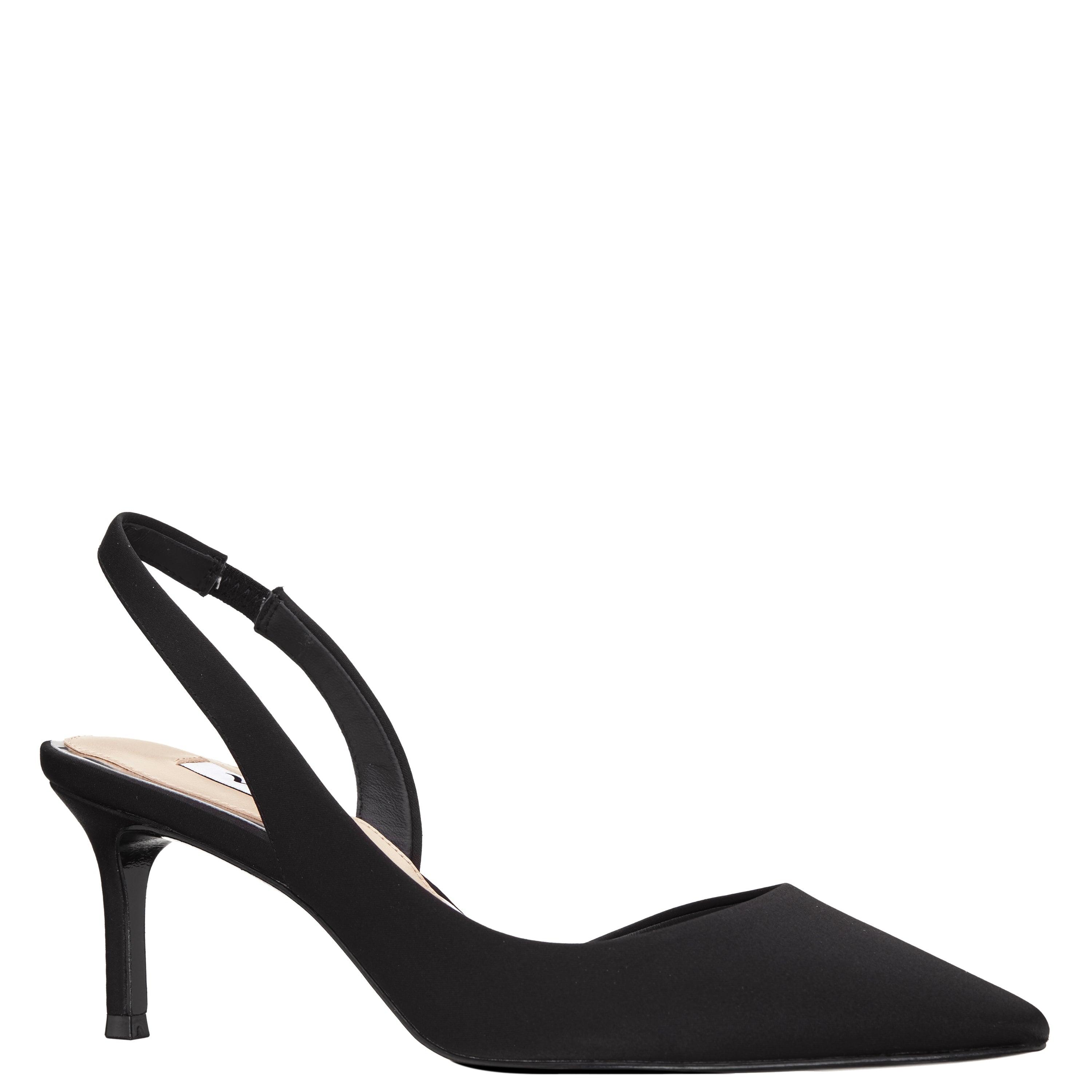 Nina Nina60s 85m Womens Black Satin Mid Heel Slingback Classic Pump