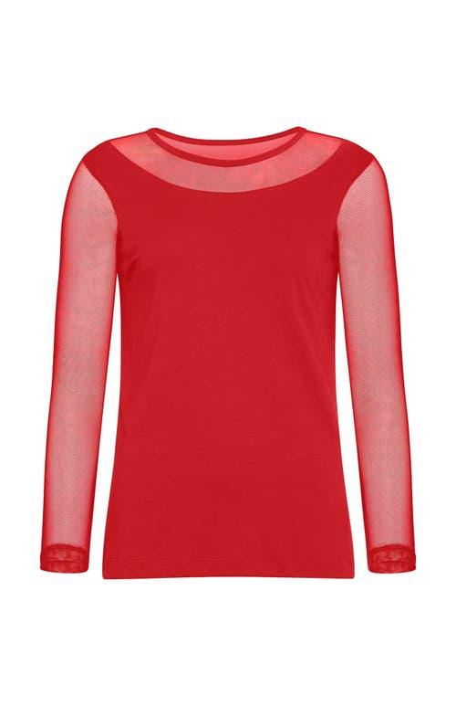 Anatomie Kim Mesh-Sleeve Top in Red | Lyst