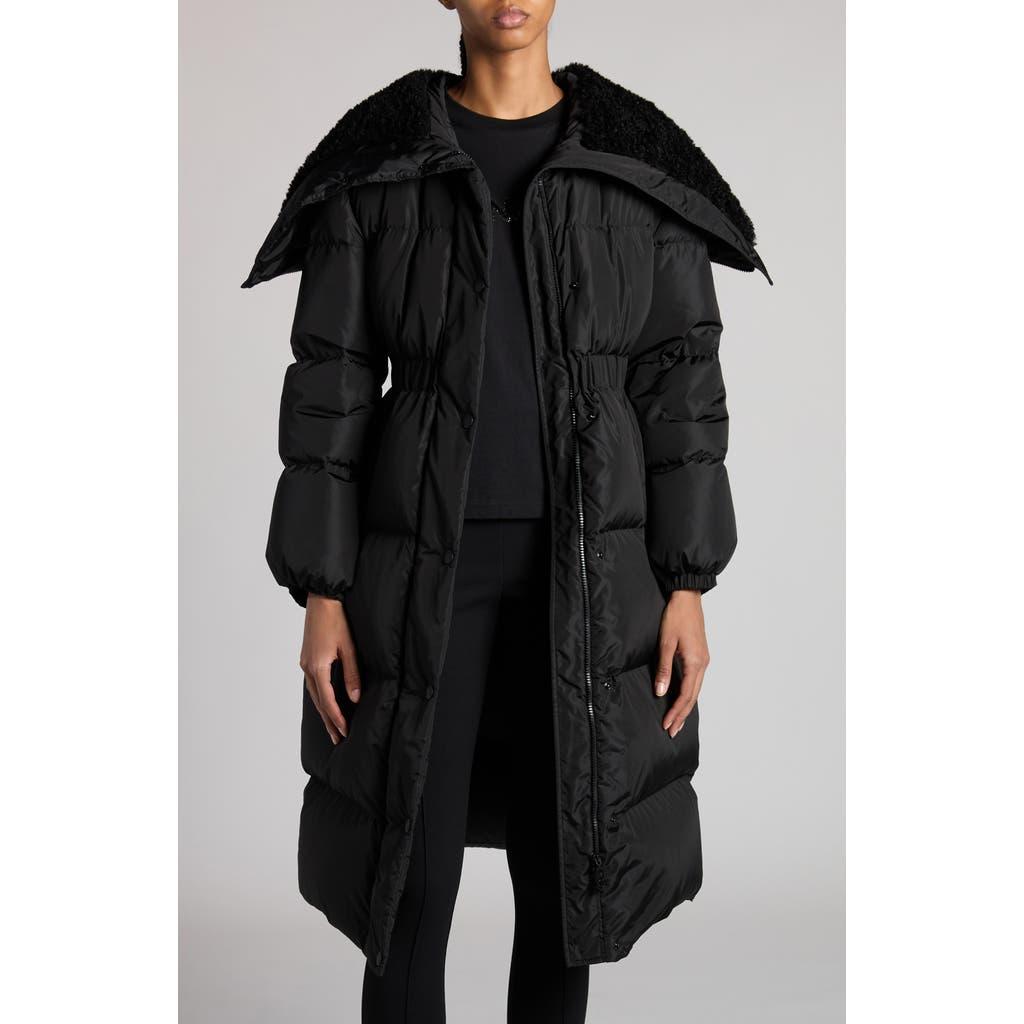 Moncler Bruneaux Down Coat With Faux Shearling Trim in Black | Lyst