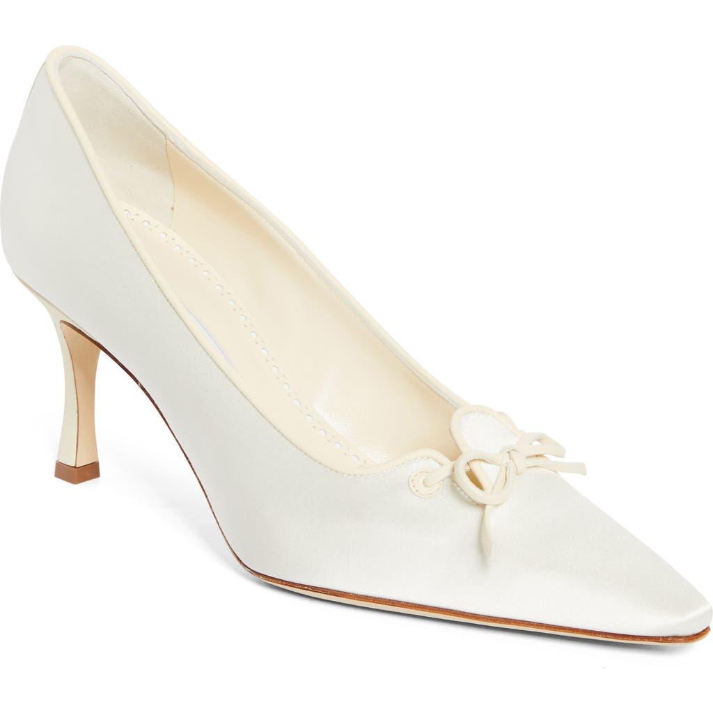 Manolo Blahnik Zaman Pointed Toe Pump in White | Lyst