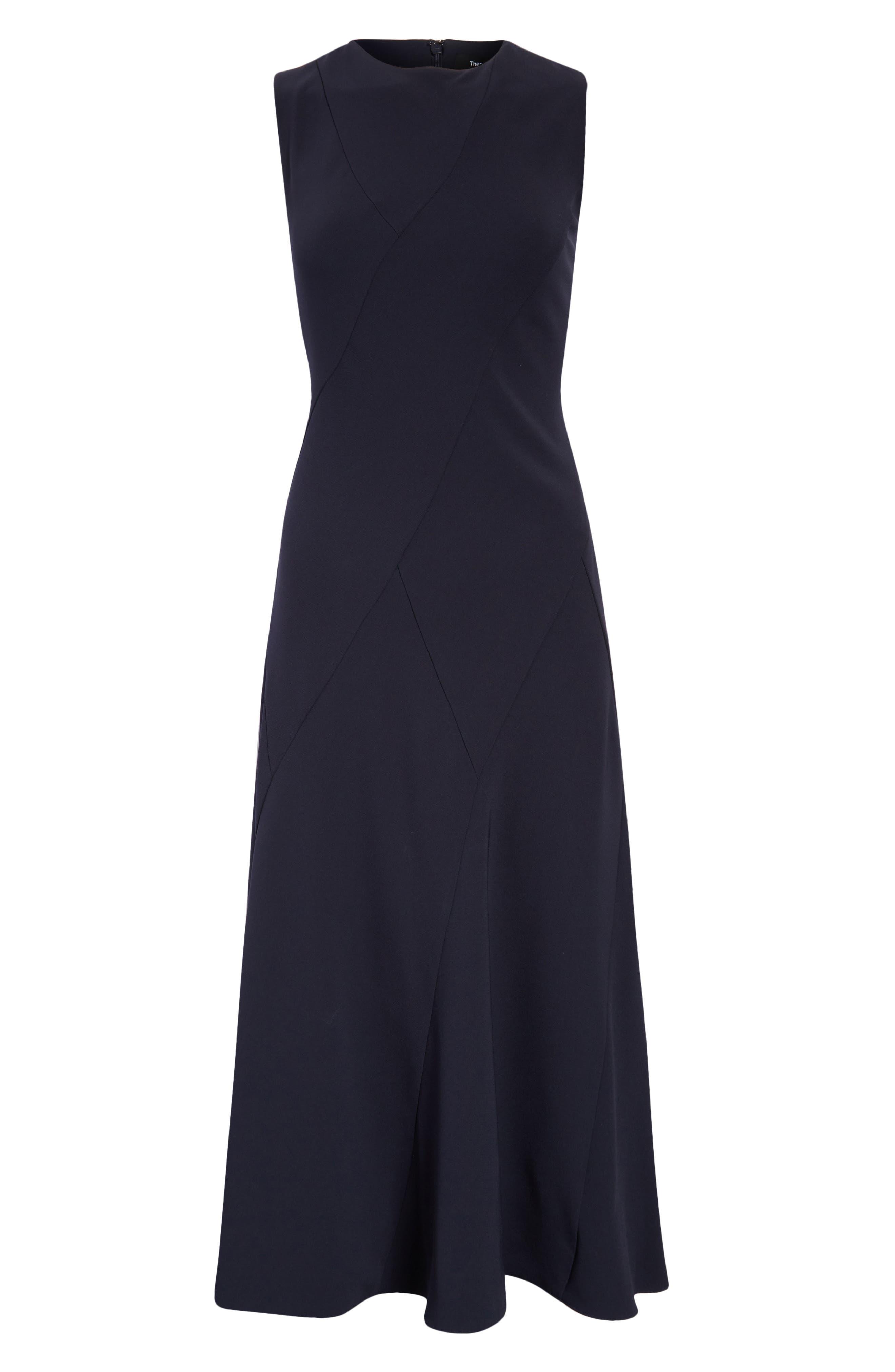 Theory Curved Seam Sleeveless Midi Dress In Blue Lyst