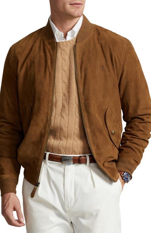 Polo Ralph Lauren Suede Bomber Jacket in Brown for Men | Lyst