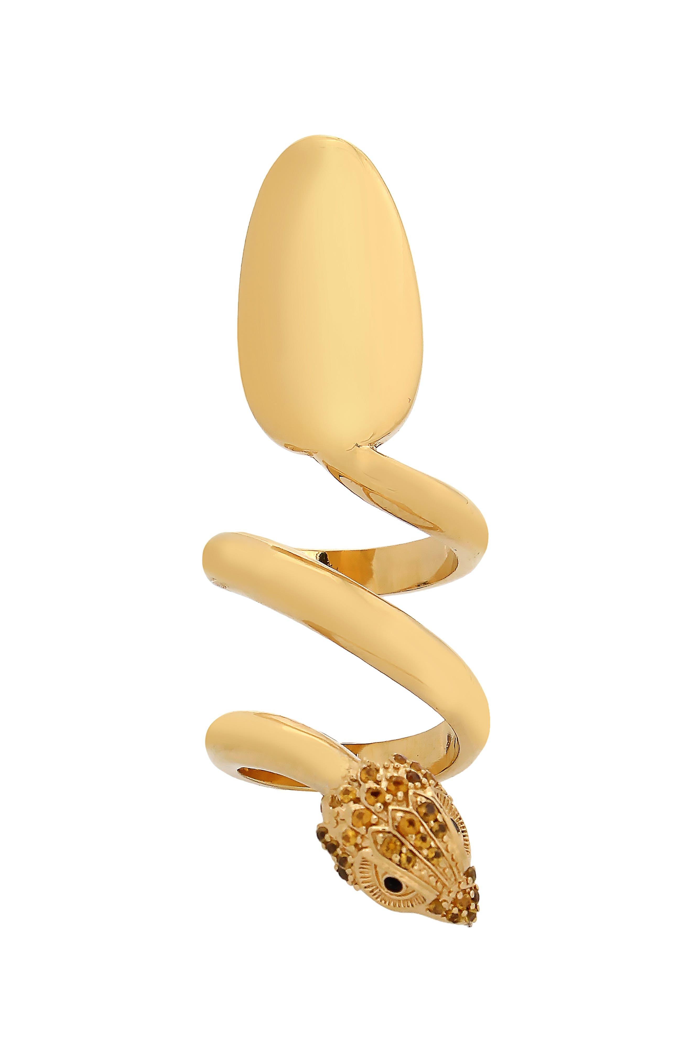 Kurt Geiger Eagle Head Spiral Nail Ring In Metallic Lyst