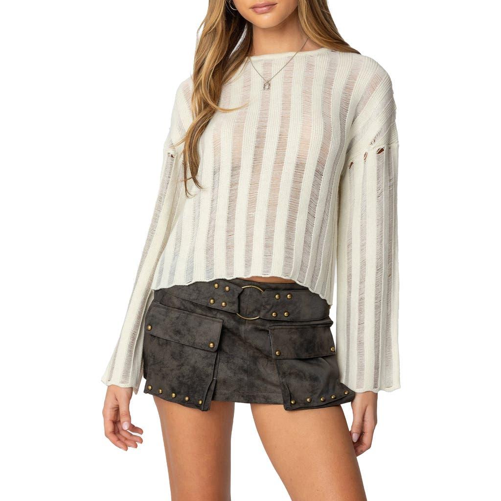 Edikted Shredded Ladder Stitch Sweater in Black | Lyst