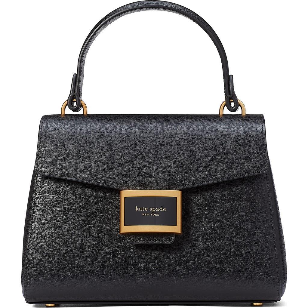 Kate Spade Small Katy Textured Leather Top Handle Bag in Black | Lyst