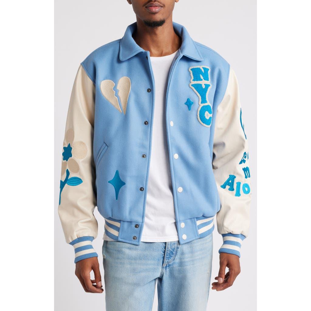 PacSun New York Bones Oversize Varsity Jacket in Blue for Men | Lyst