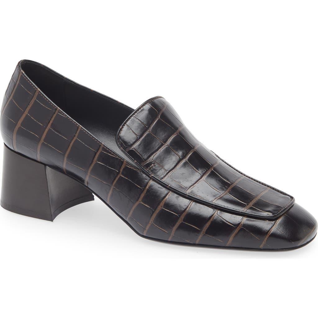TOTEME The Block Heel Croc Embossed Loafer in Gray | Lyst