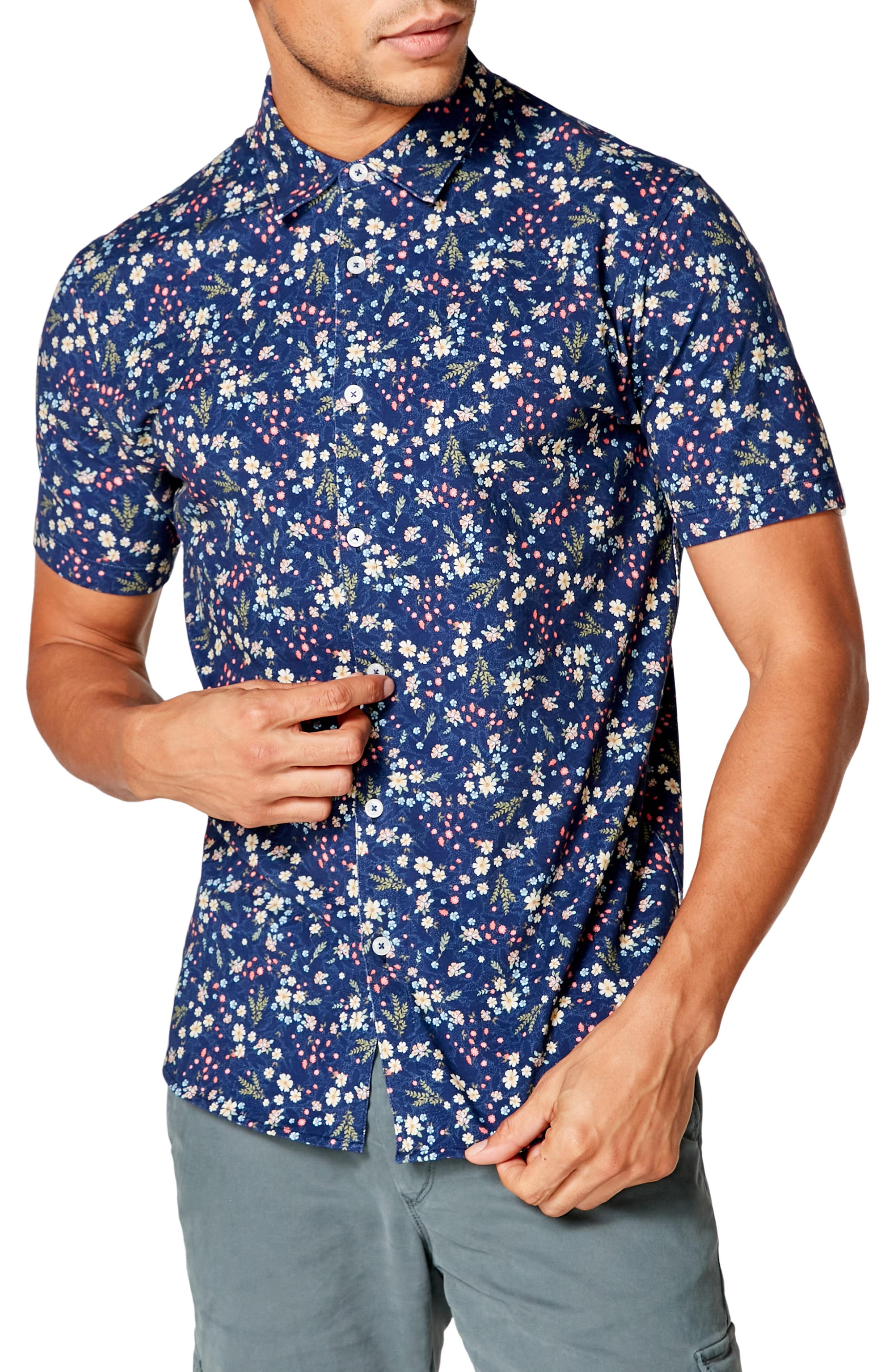 Good Man Brand Flex Pro Slim Fit Print Short Sleeve Button Up Shirt In