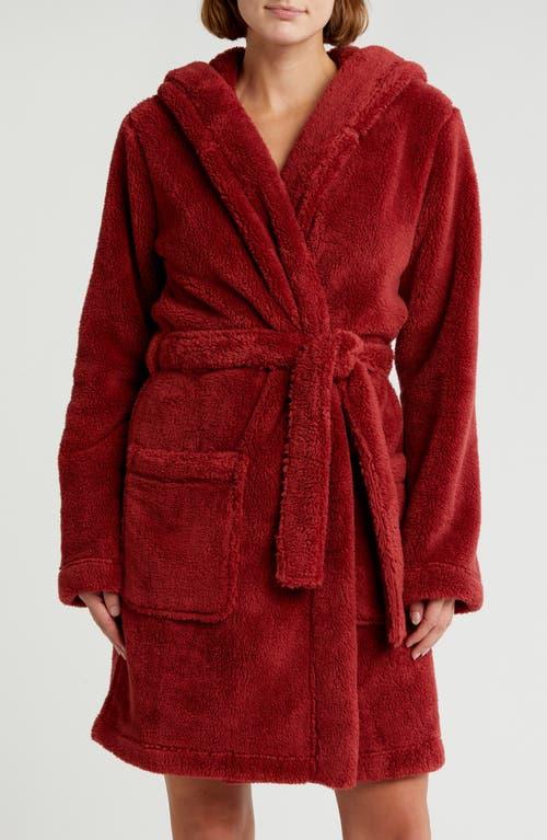 UGG Aarti Faux Shearling Hooded Robe in Red | Lyst