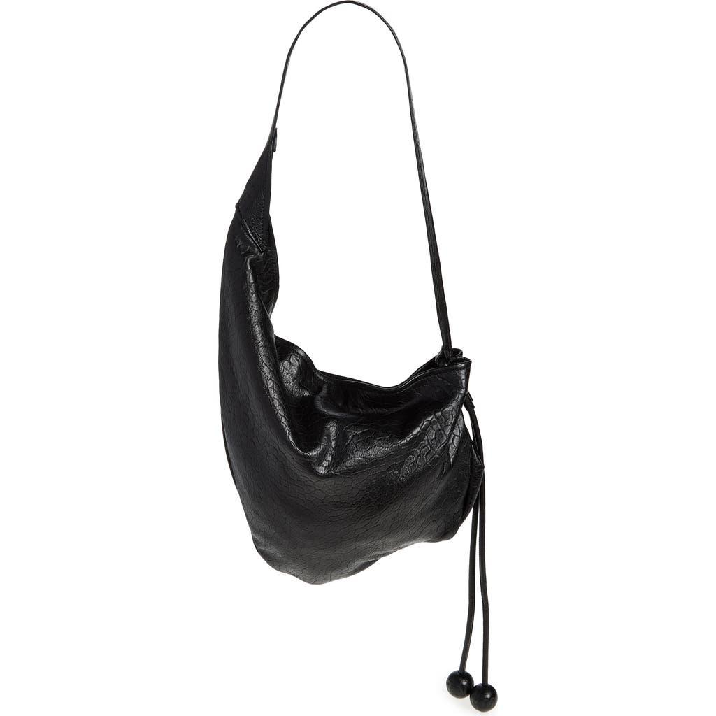 Marni Small Sling Leather Hobo Bag in Black | Lyst