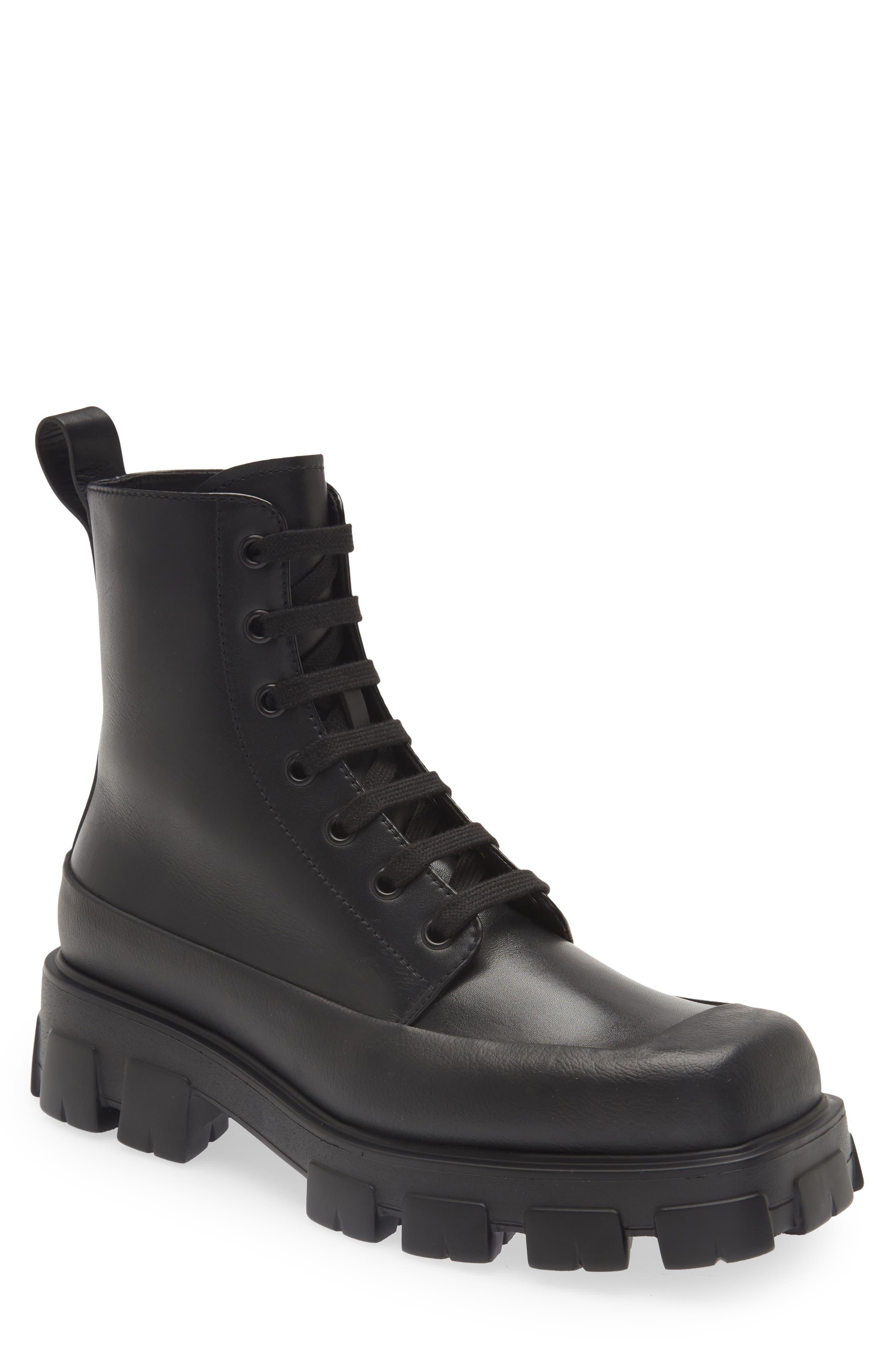 Prada Monolith Lug Sole Combat Boot in Black for Men | Lyst