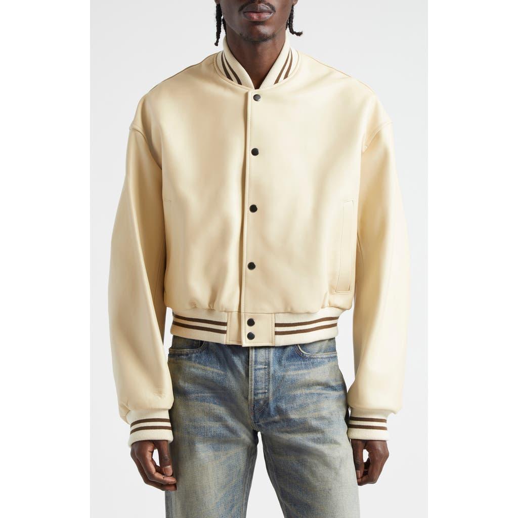 John Elliott Stadium Leather Bomber Jacket in Natural for Men | Lyst