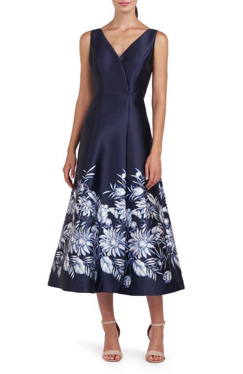 Kay Unger Hattie Floral A-Line Cocktail Dress in Blue | Lyst