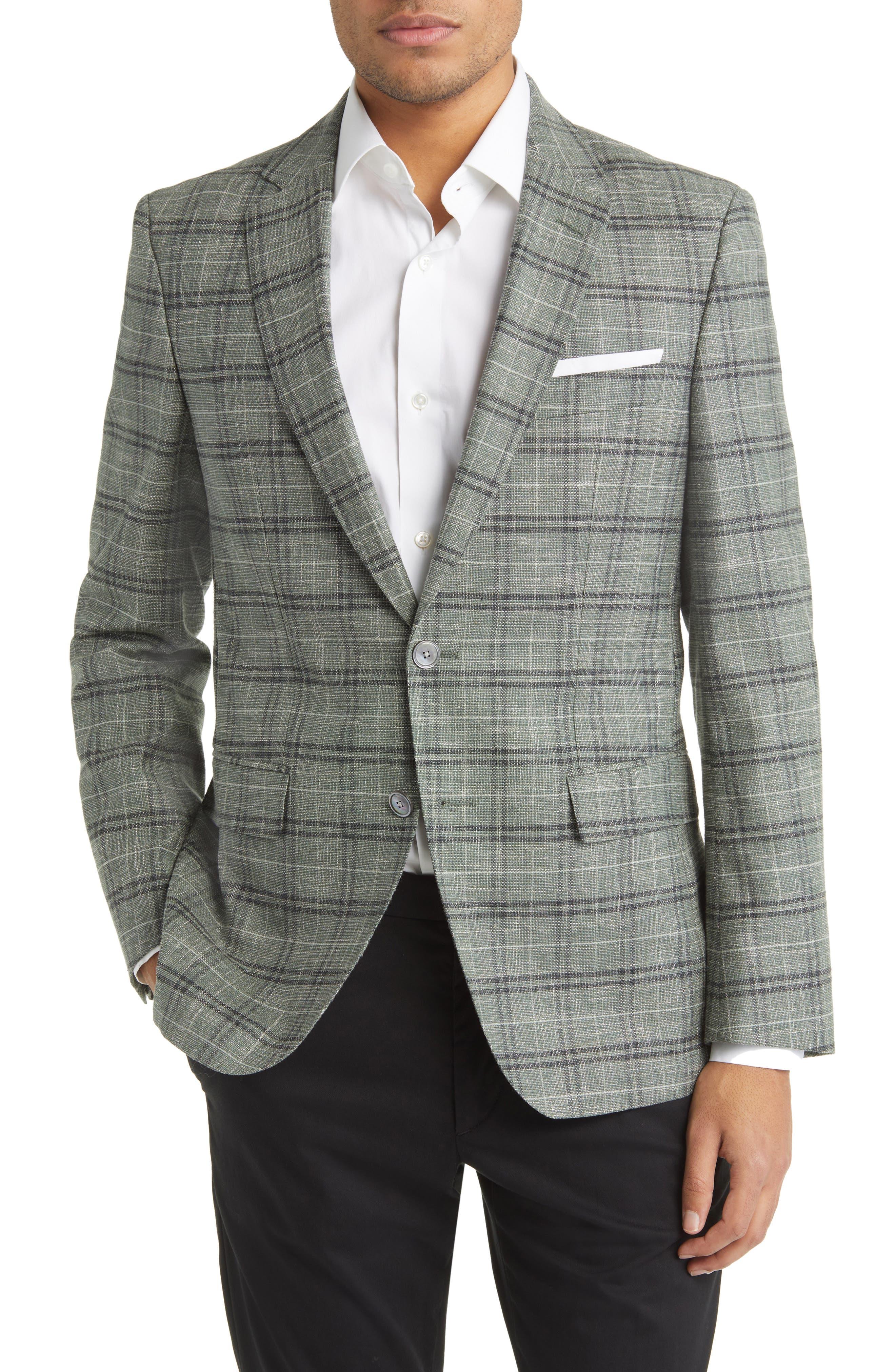 BOSS by HUGO BOSS Hutson Slim Fit Plaid Wool Blend Sport Coat in Gray ...