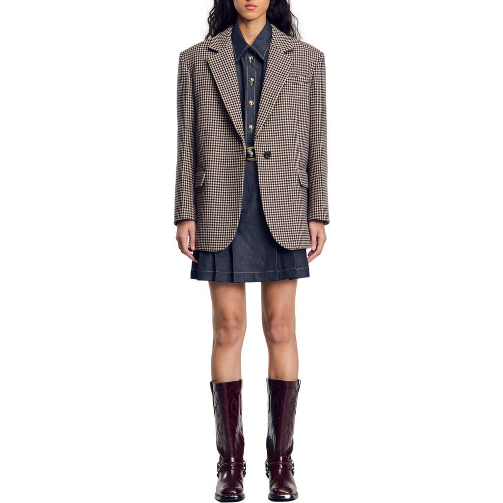 Sandro Small-Check Suit Jacket in Gray | Lyst