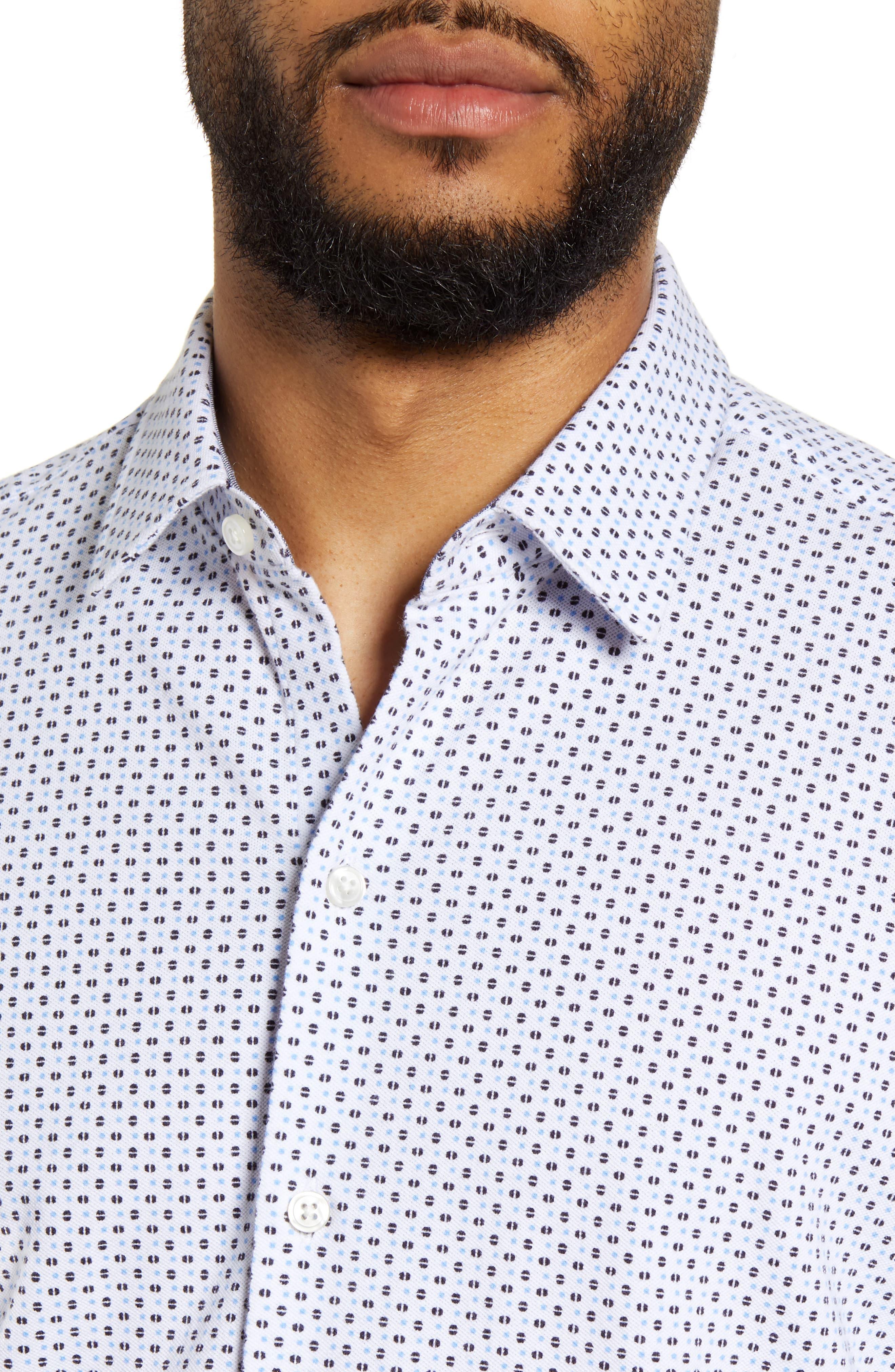 Boss By Hugo Boss Cotton Robb Slim Fit Microdot Short Sleeve Button Up