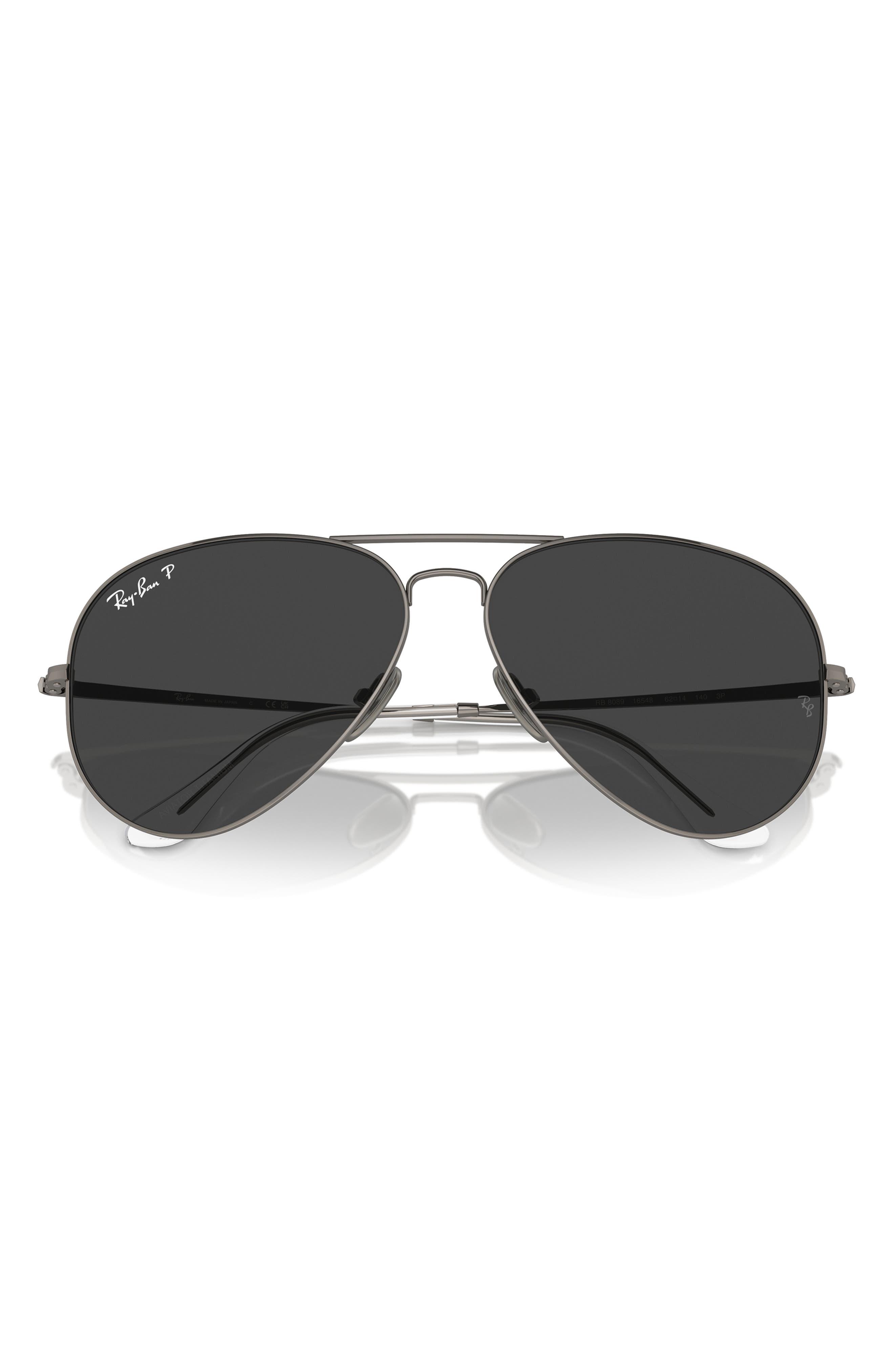 Ray Ban 58mm Polarized Aviator Sunglasses In Black For Men Lyst