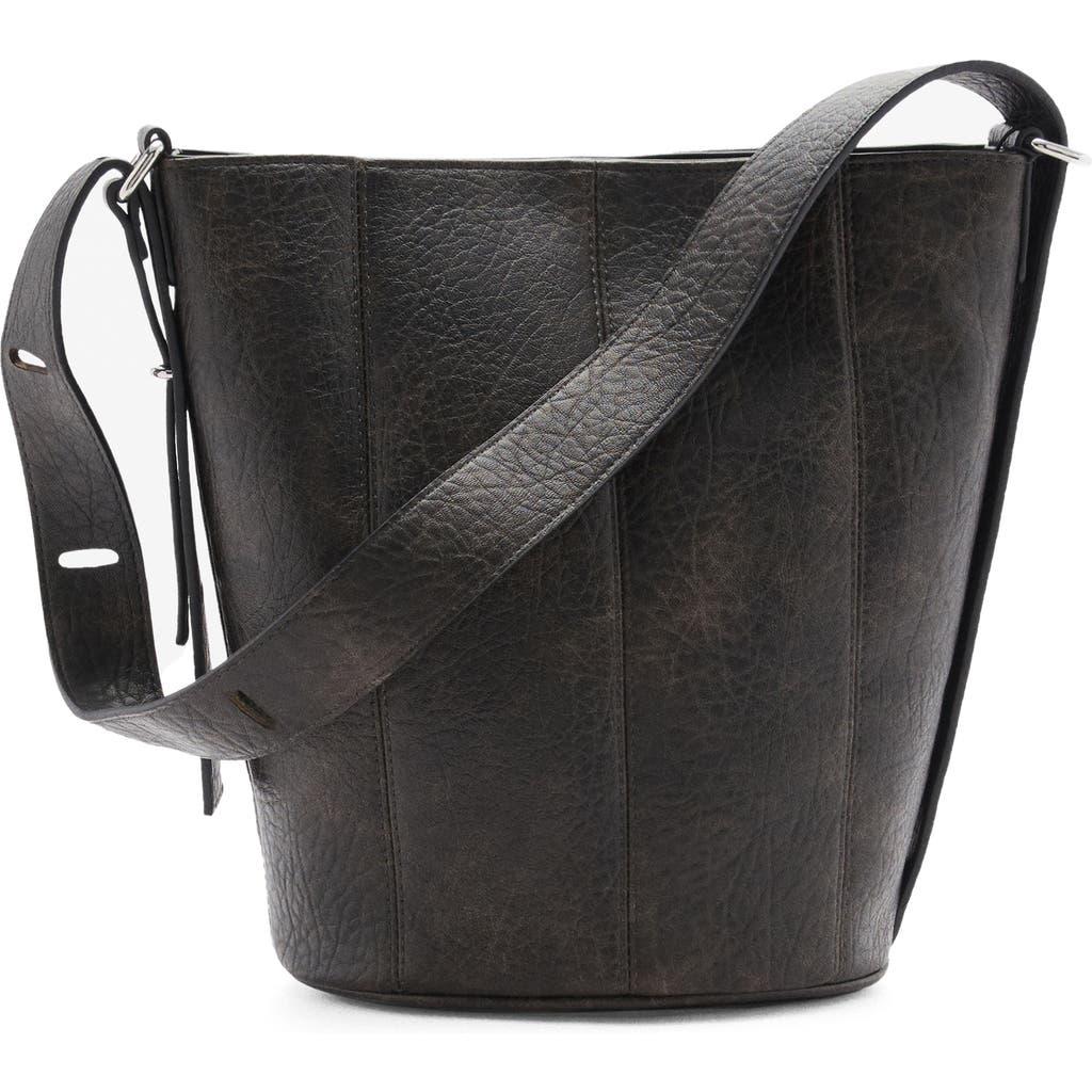 Mango Faux Leather Bucket Bag in Black | Lyst