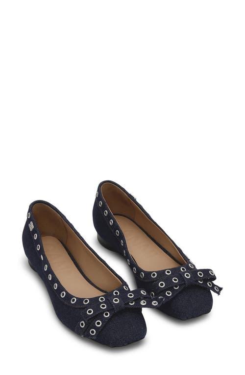 Ganni Eyelets Bow Ballet Pump in Blue | Lyst