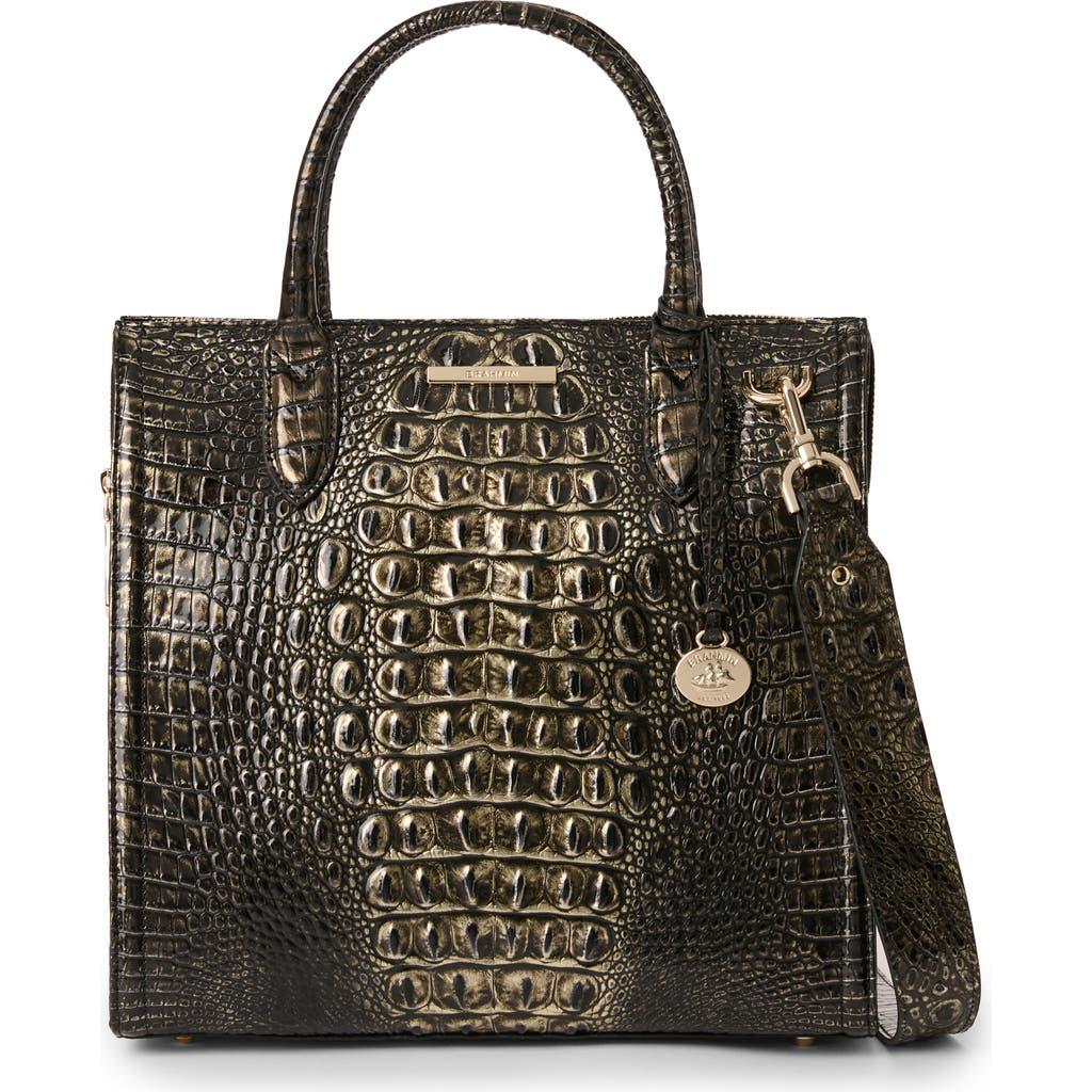 Brahmin Caroline Croc Embossed Leather Satchel in Black | Lyst