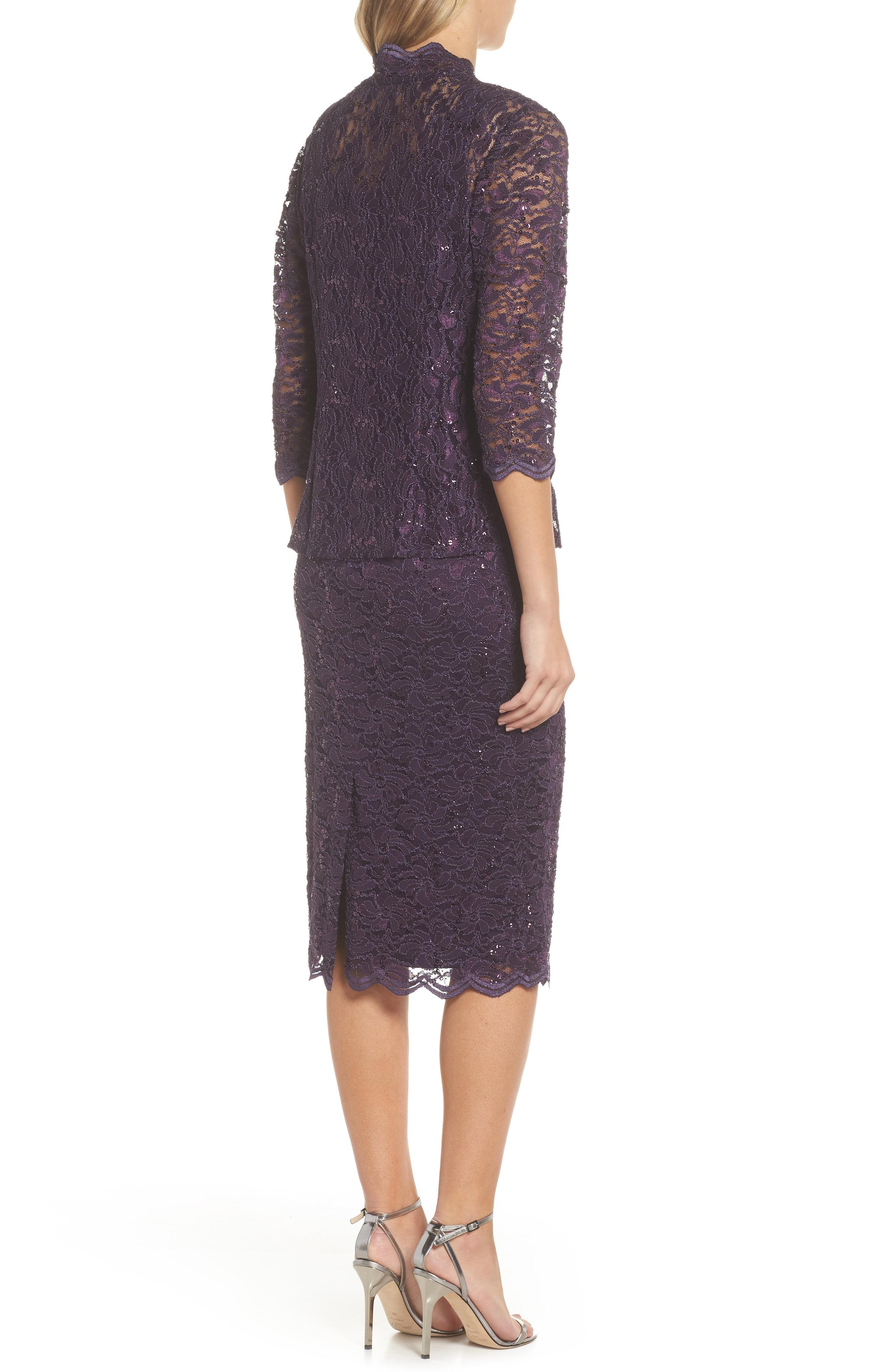 Alex Evenings Lace Cocktail Dress With Jacket In Purple Lyst
