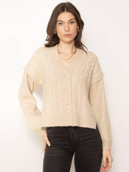 Central Park West Myles High Low Cabled Cardigan in Natural | Lyst