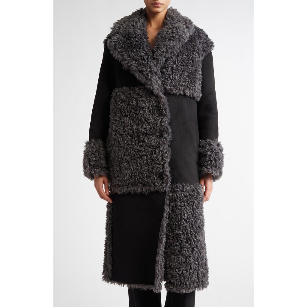 Stand Studio Becky Paneled Faux Shearling Coat in Black | Lyst