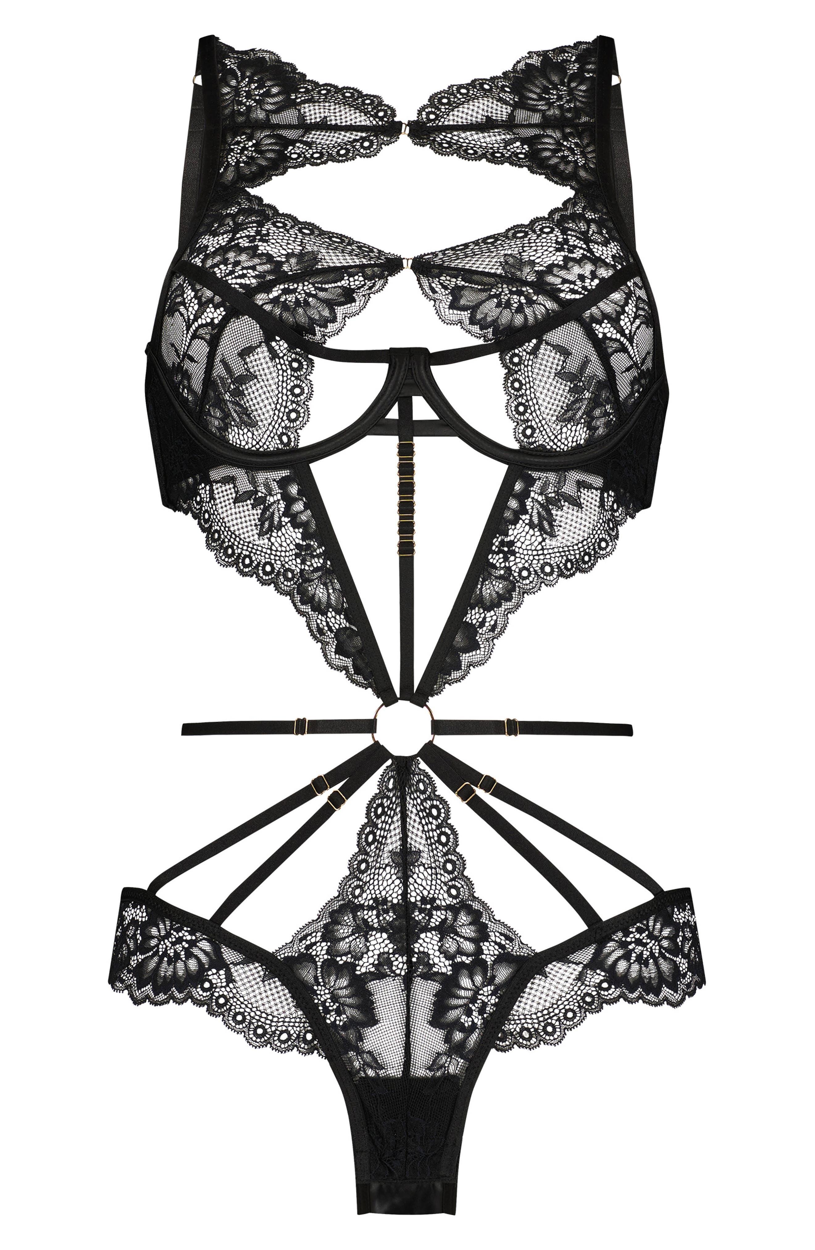Hunkemöller Bisous Lace Open Cup Underwire Bodysuit In Black Lyst