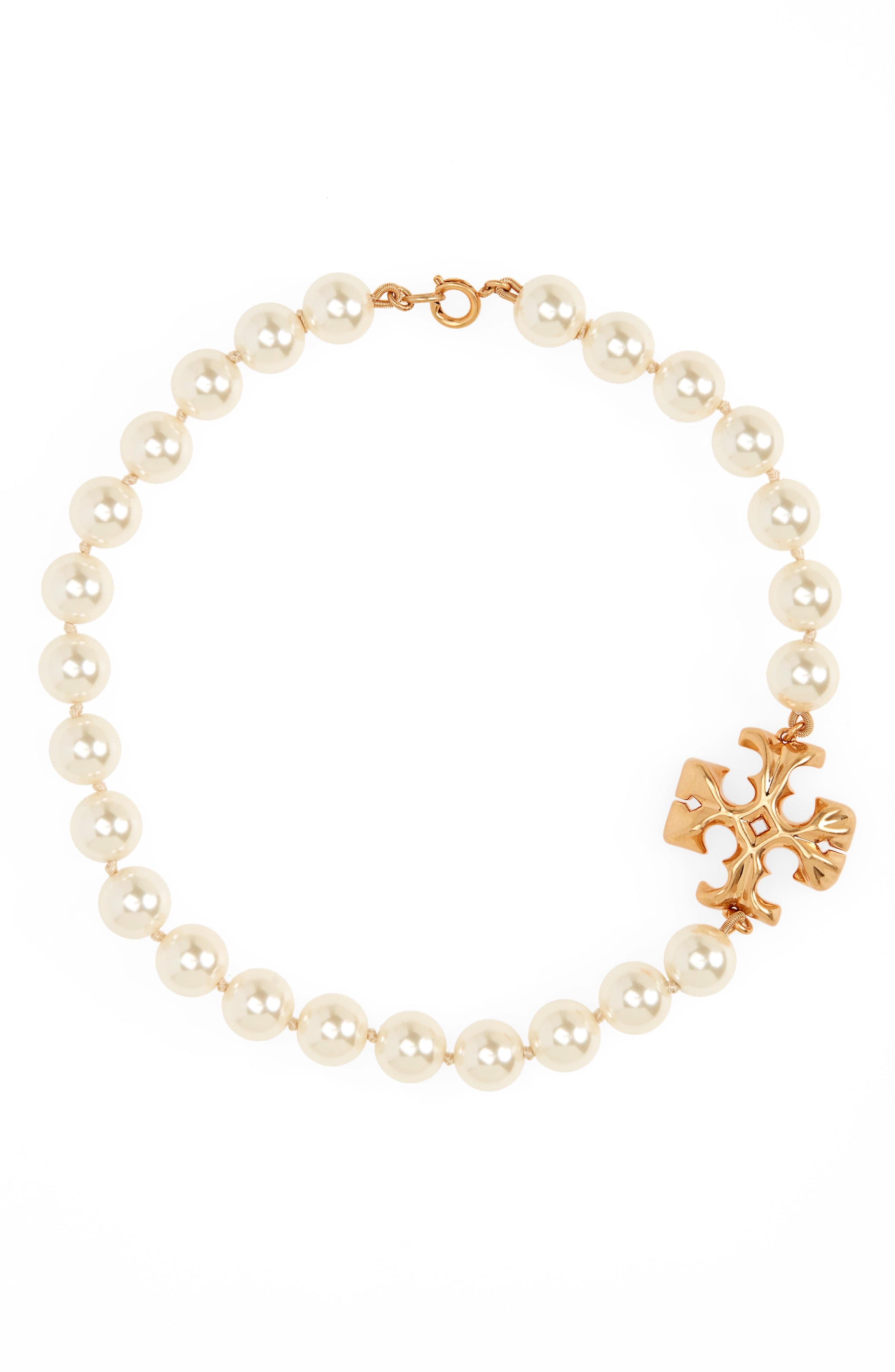 Tory Burch Roxanne Pearl Necklace In Metallic Lyst