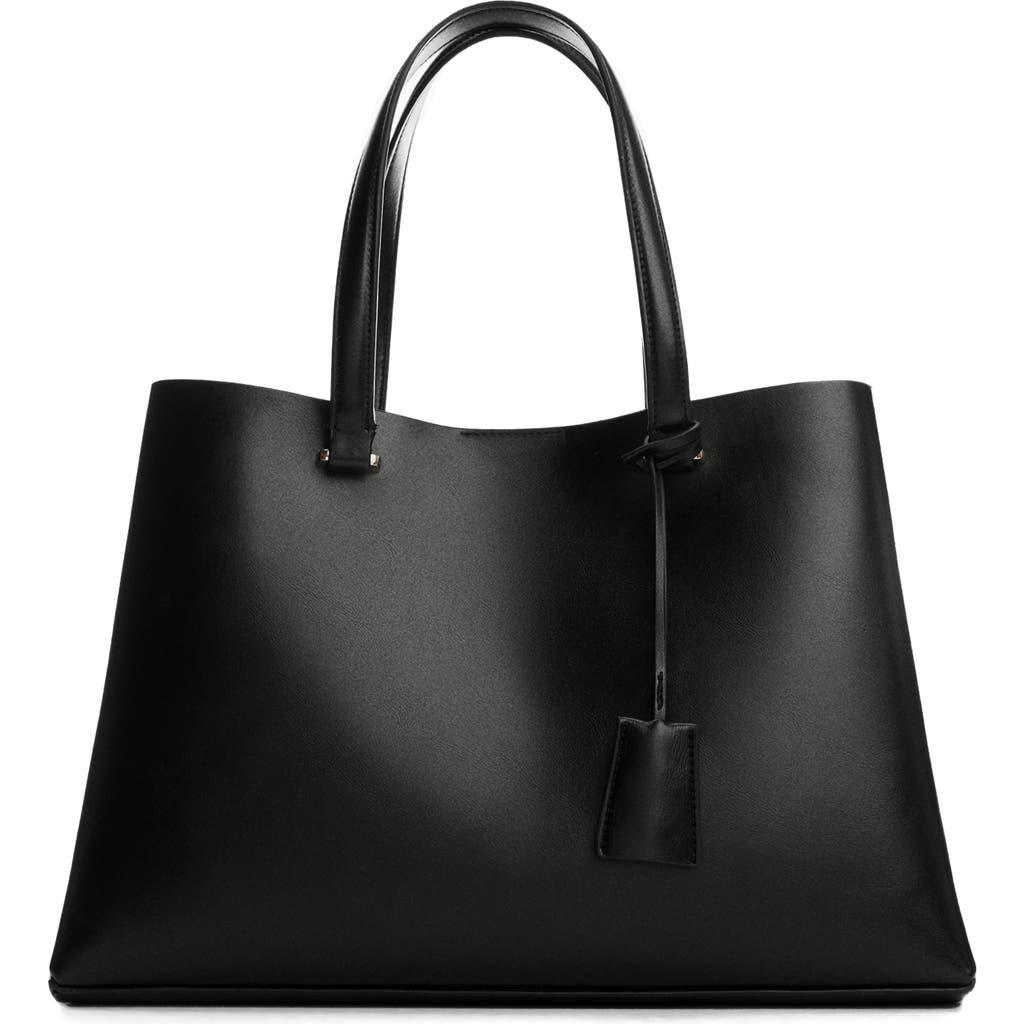 Mango Double Compartment Shopper Bag in Black | Lyst